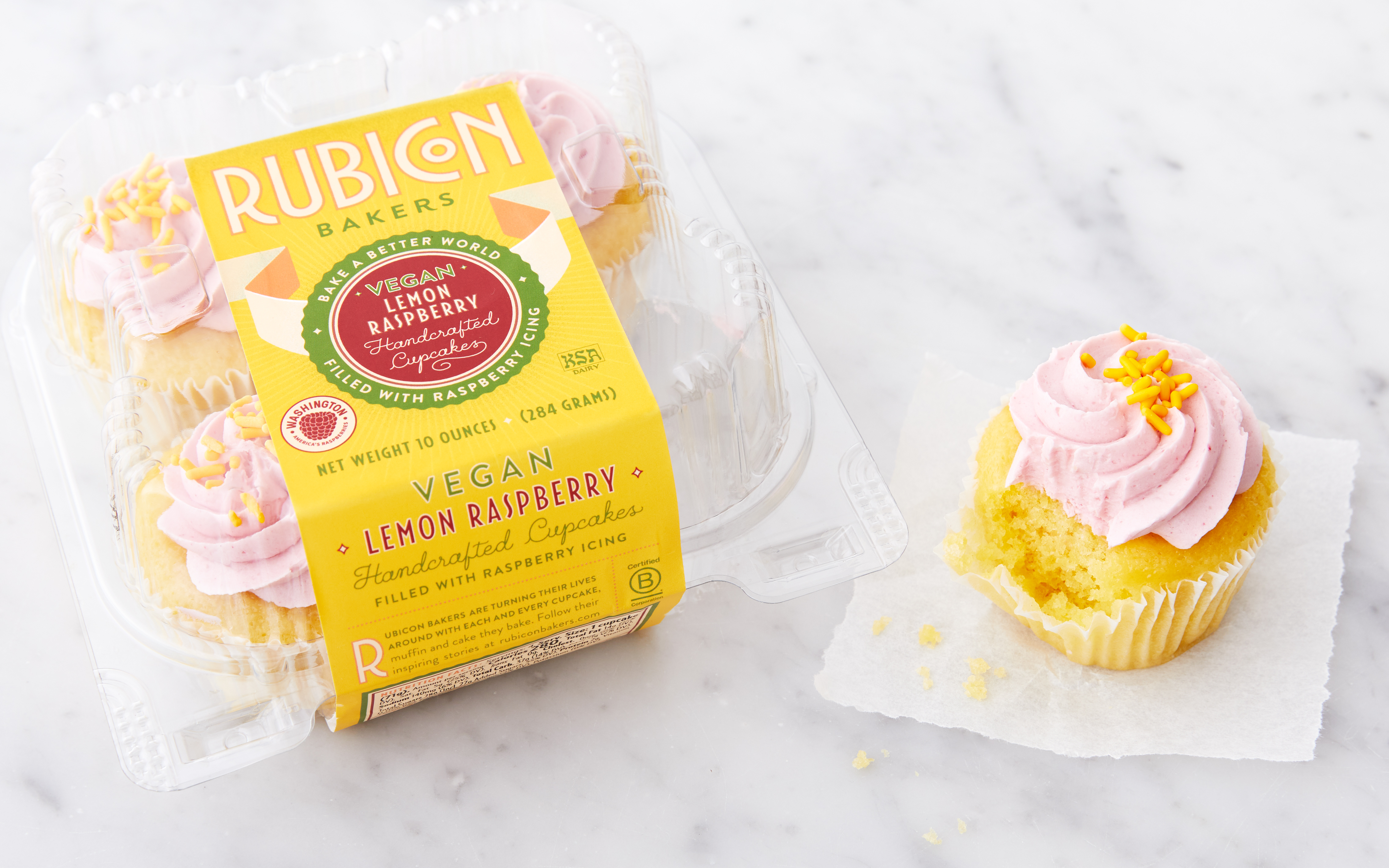 Vegan Lemon Raspberry Cupcakes | 4 count | Rubicon Bakers | Good Eggs