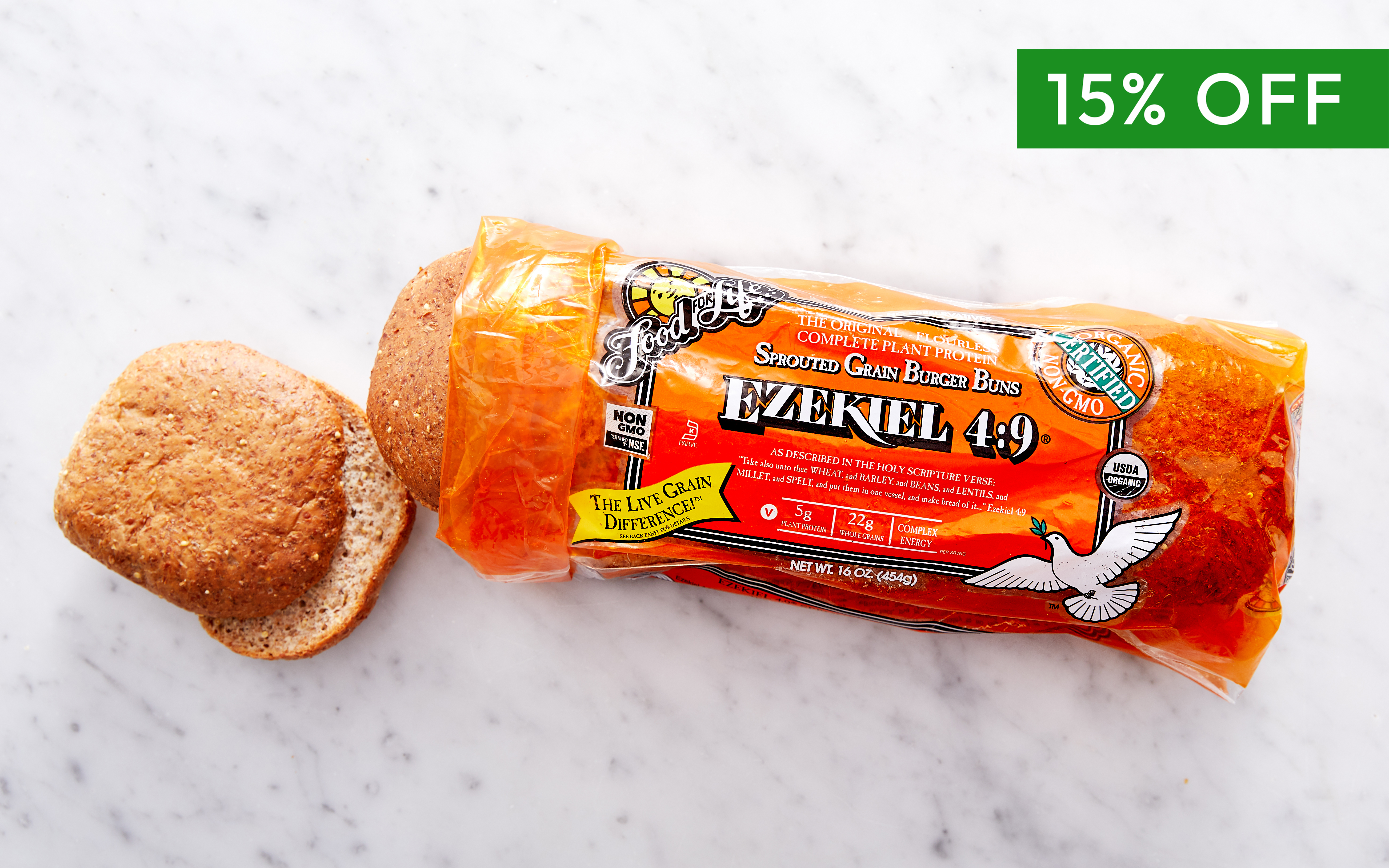 Ezekiel 4:9 Sprouted Whole Grain Burger Buns | 16 oz | Ezekiel 4:9 by ...