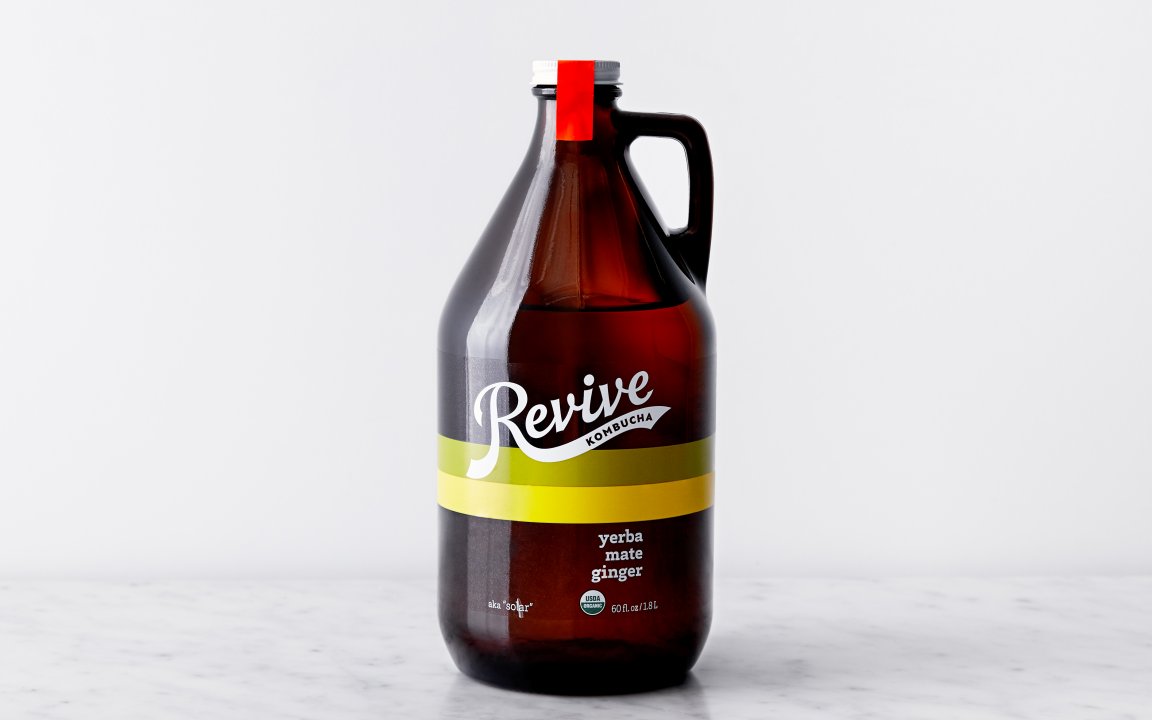 Organic Yerba Mate Ginger Kombucha Growler | 60 fl oz | Revive Kombucha ...