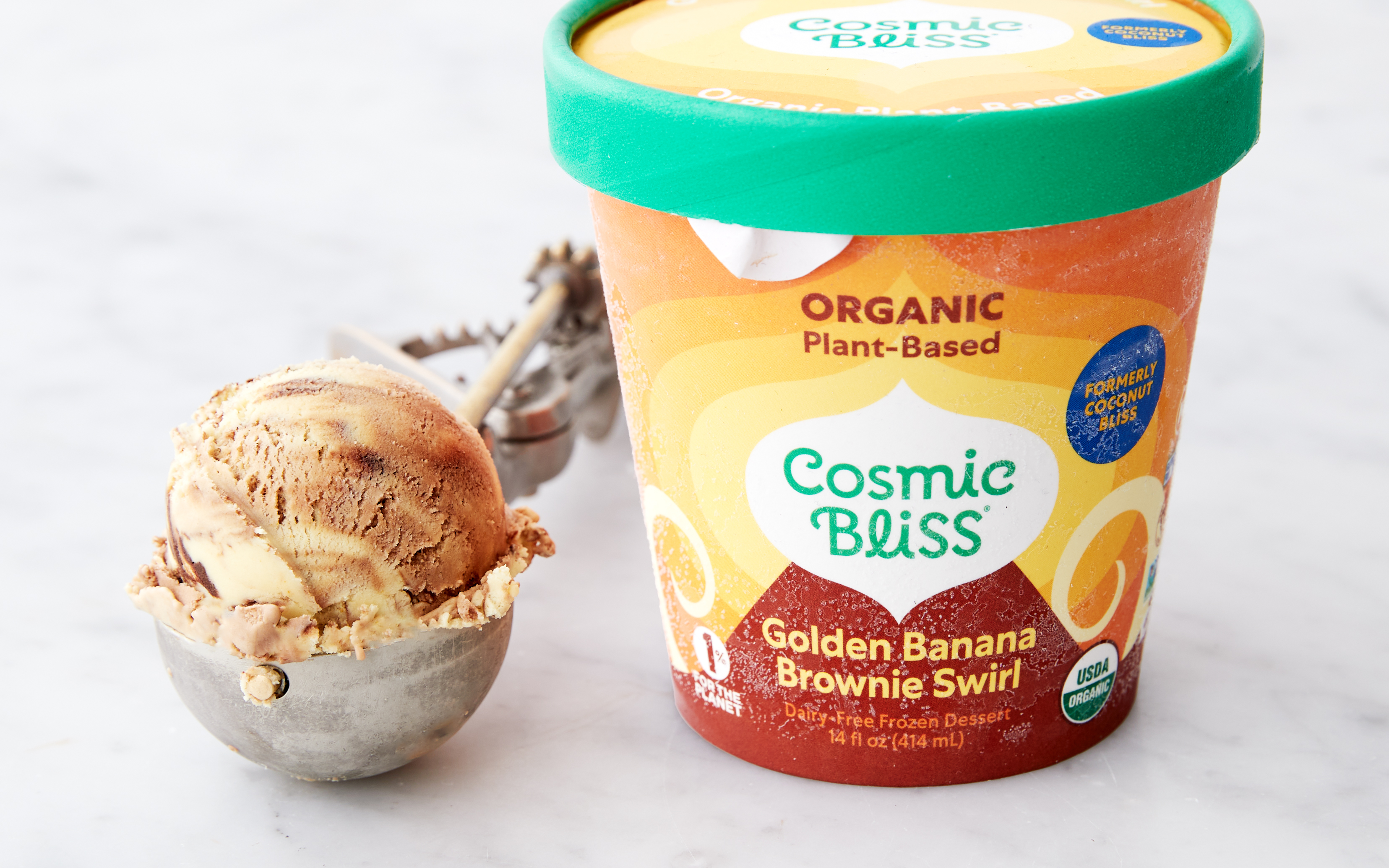 Organic Golden Banana Brownie Swirl Vegan Ice Cream | 14 oz | Cosmic ...