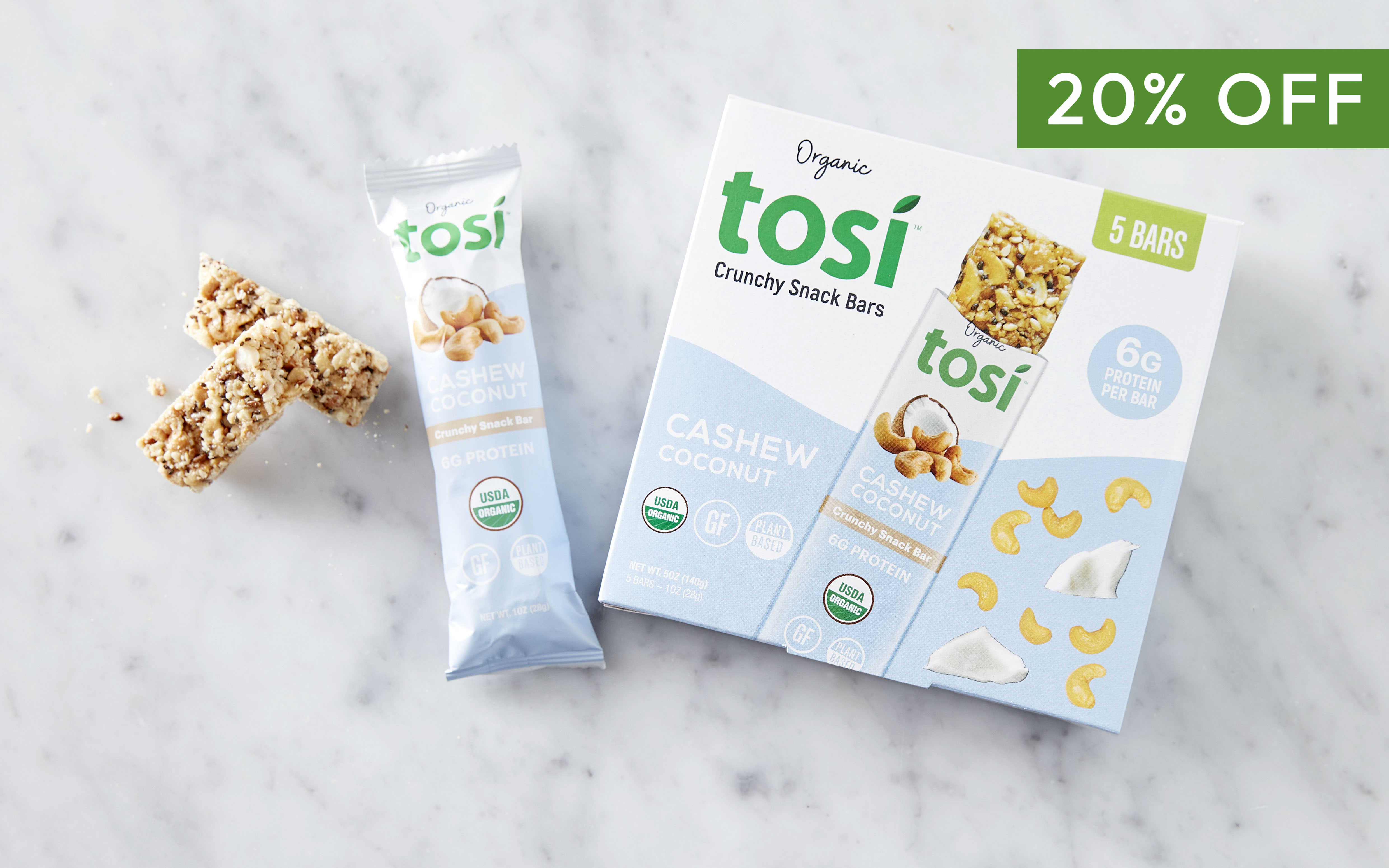 Coconut Cashew SuperBites Crunchy Snack Bar | 1 count | Tosi Snacks ...