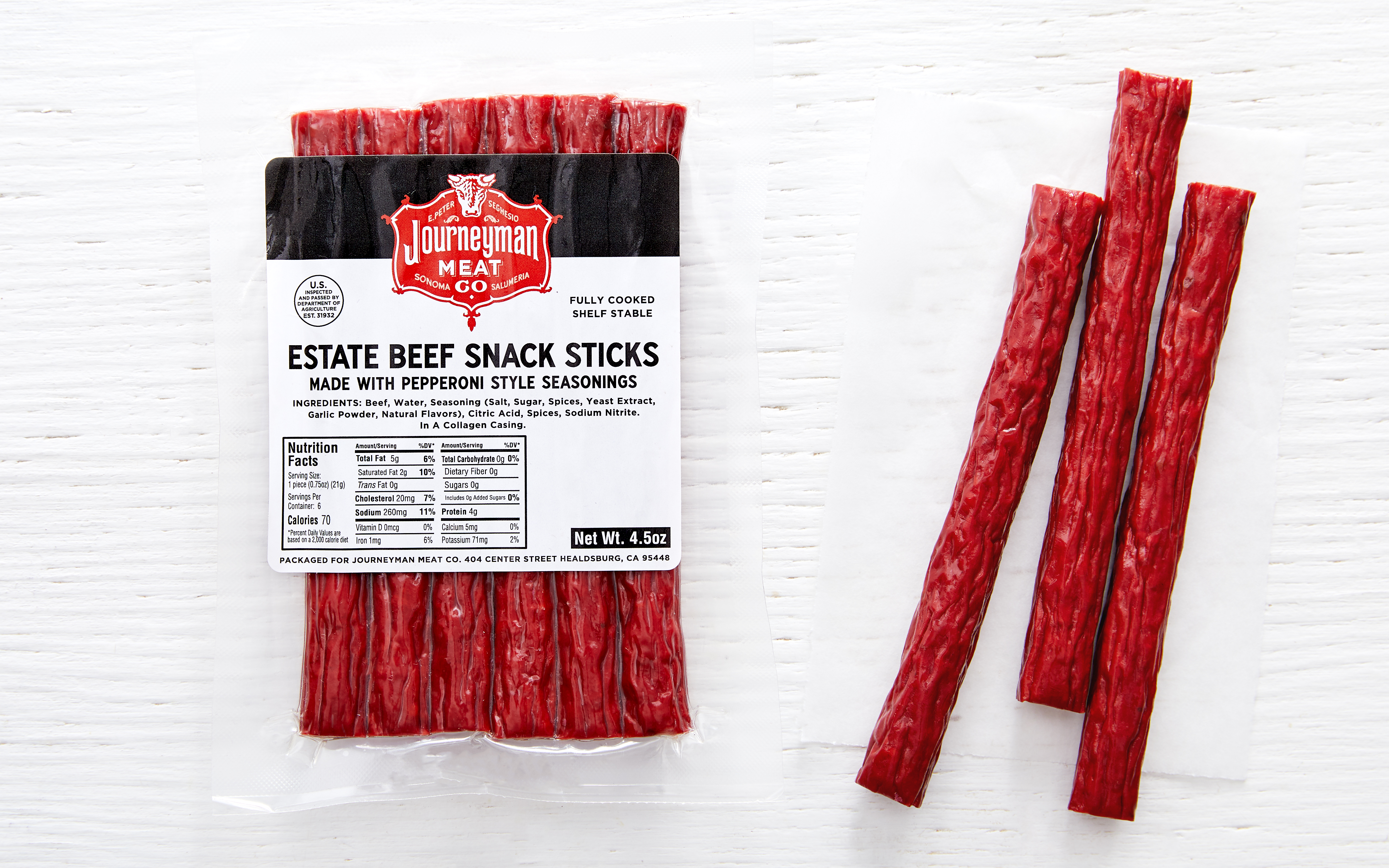 Beef Pepperoni Snack Sticks | 4.5 oz | Journeyman Meat Co. | Good Eggs