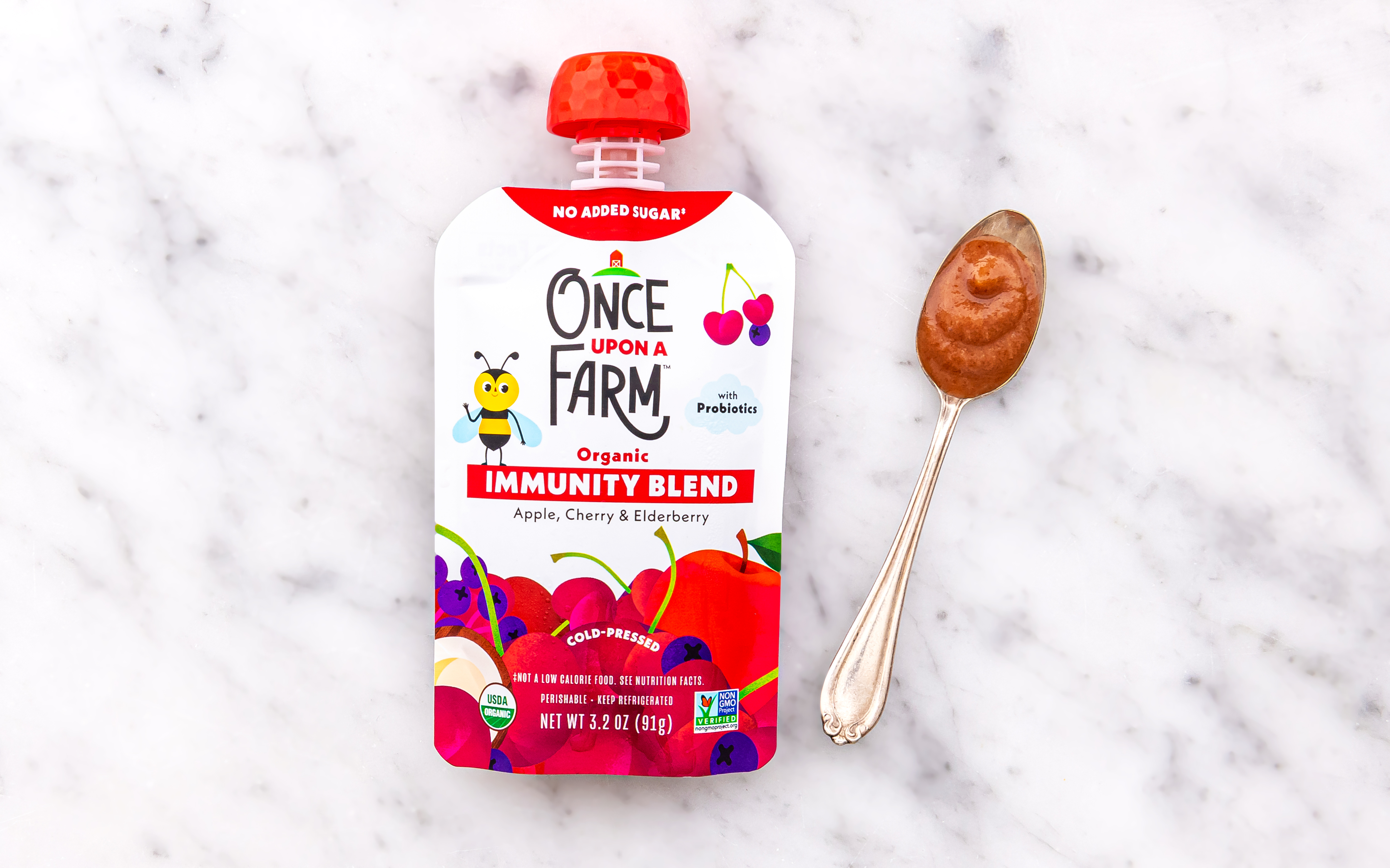 Organic Apple, Cherry & Elderberry Immunity Blend Baby Food (6+ mos ...