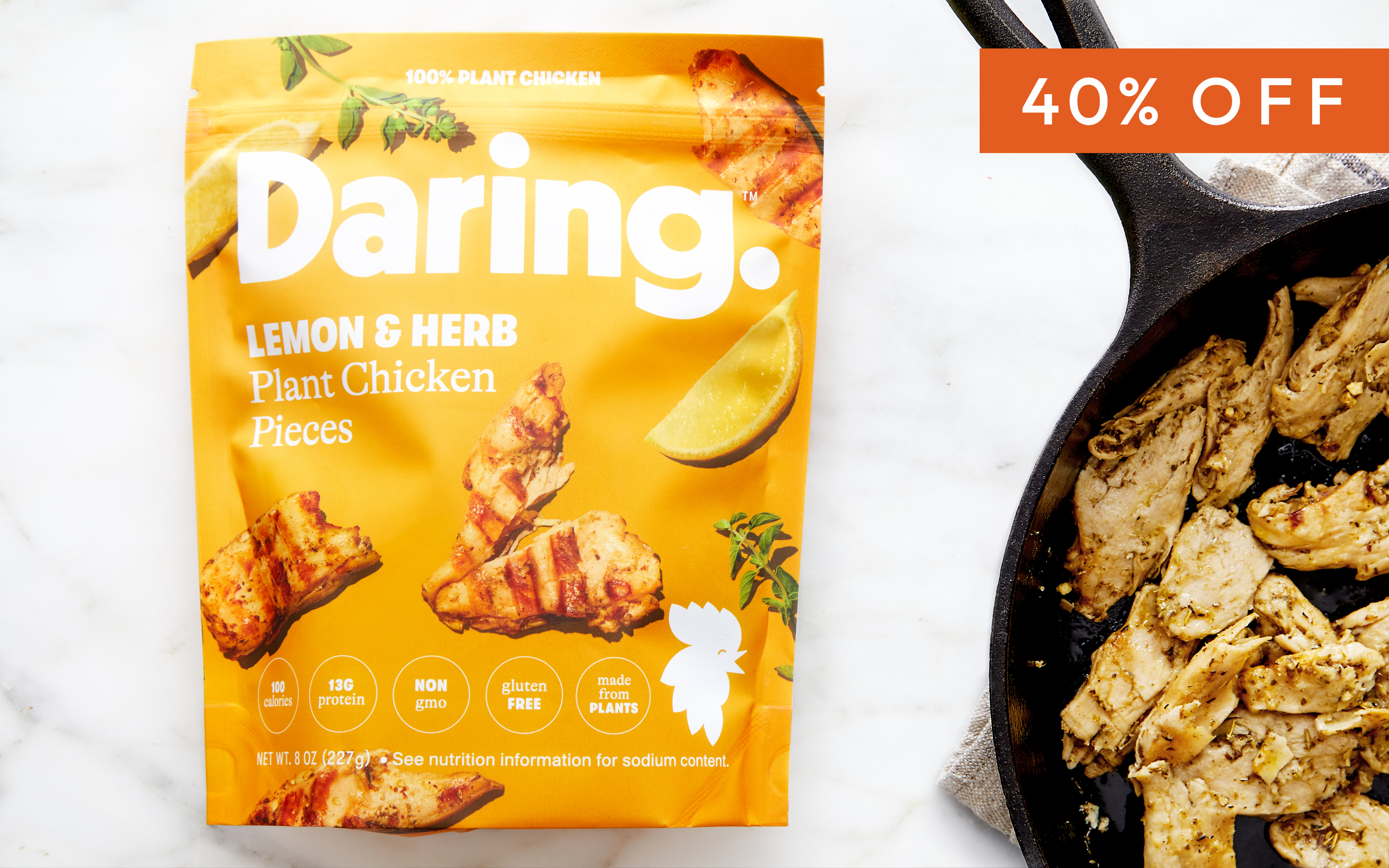 Plant-Based Lemon and Herb Chicken Pieces | 8 oz | Daring Foods | Good Eggs
