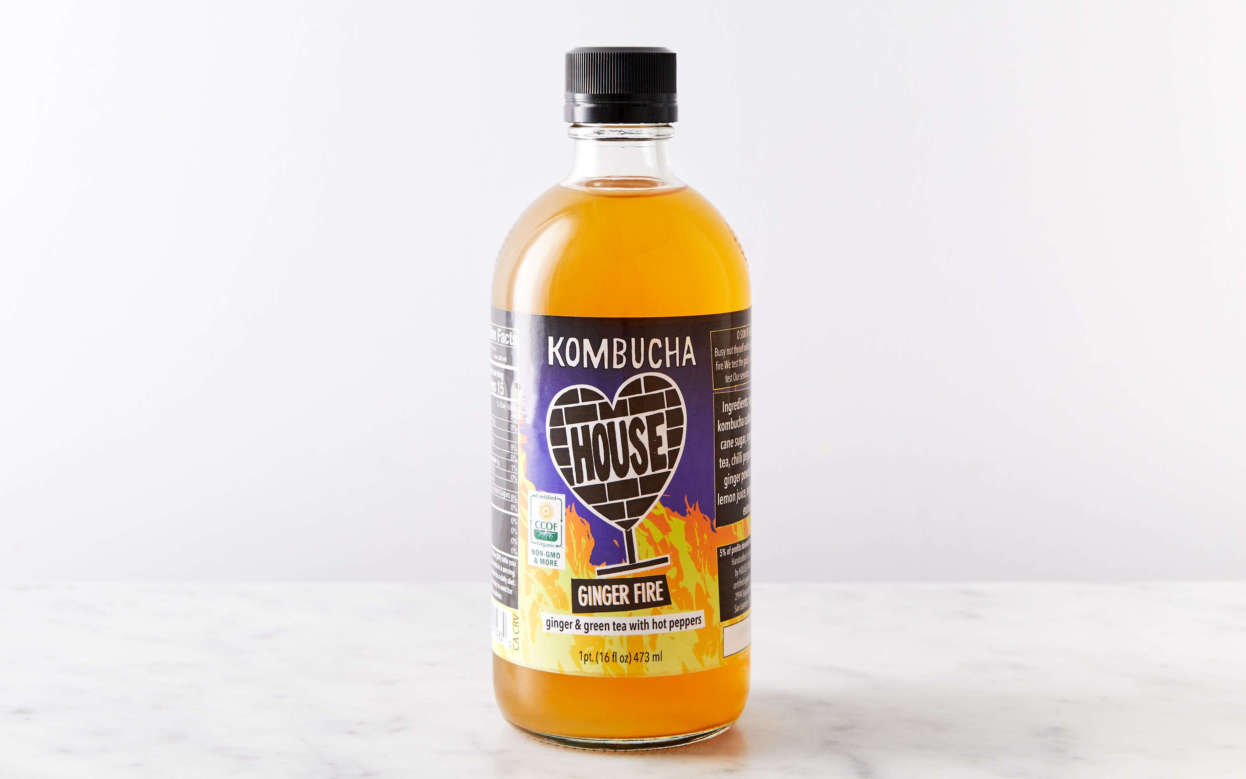 Organic Ginger Fire Kombucha | 16 fl oz | House Kombucha | Good Eggs