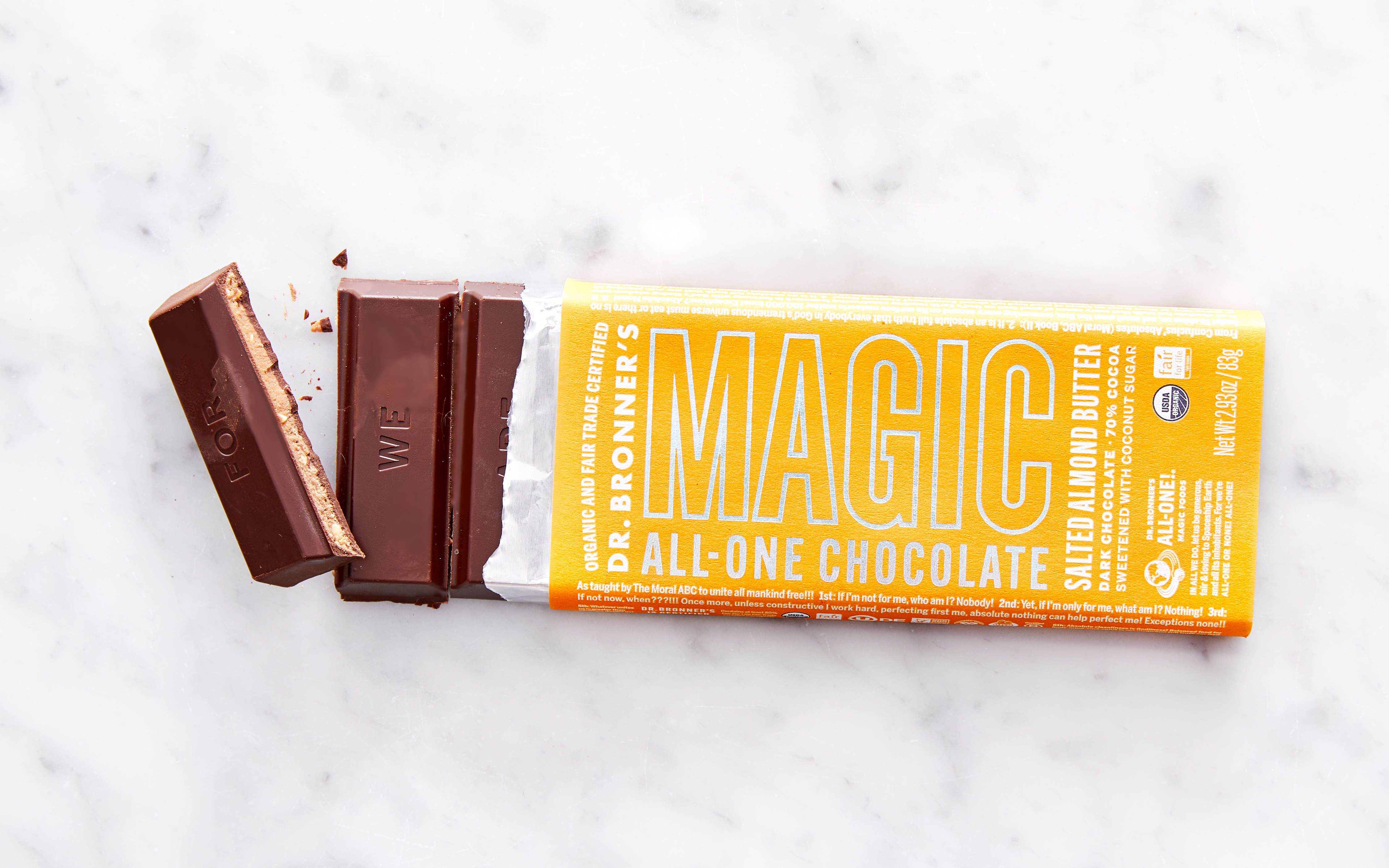 Organic Salted Almond Butter Magic Chocolate Bar | 2.93 oz | Dr. Bronner's | Good Eggs
