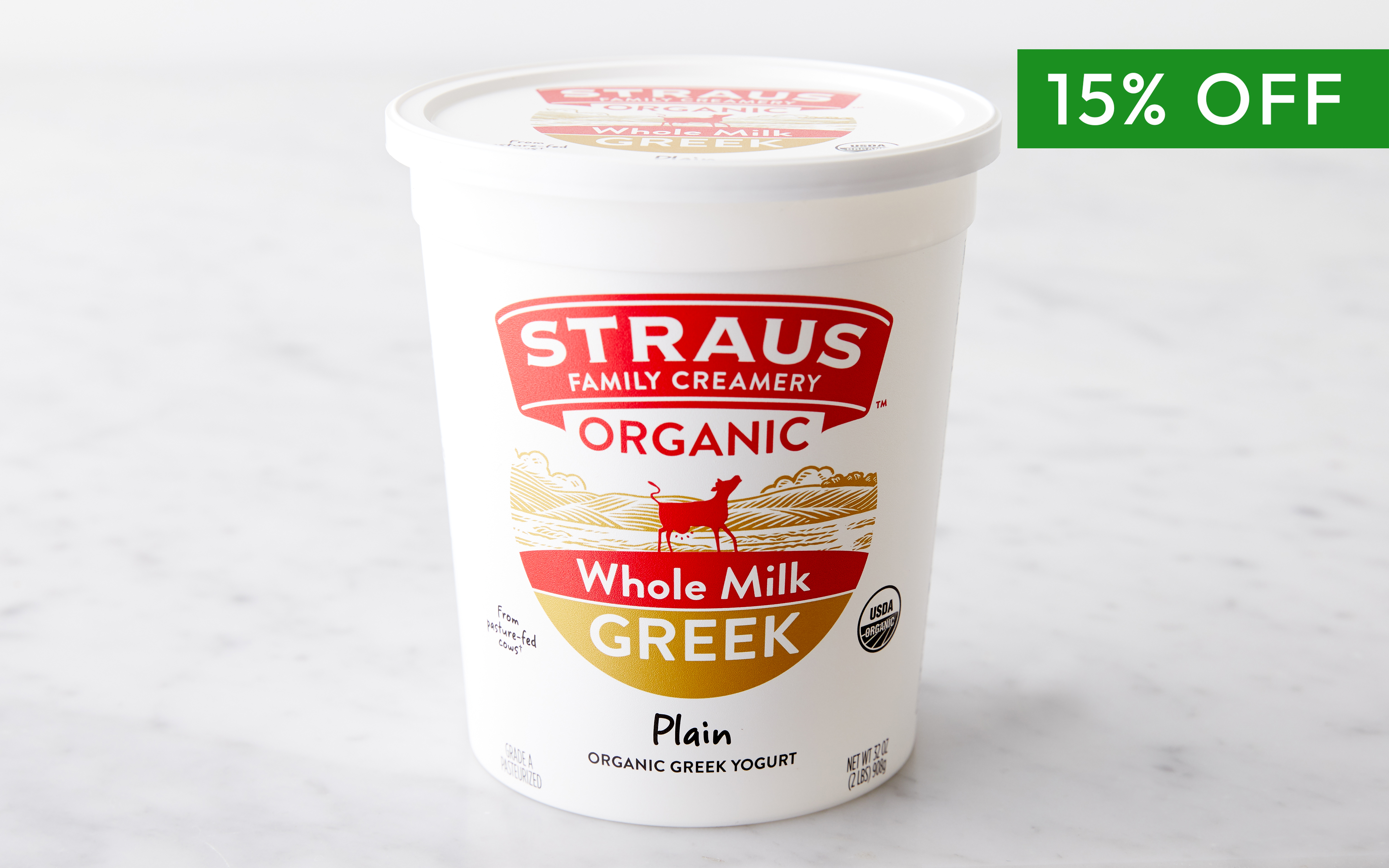Organic Whole Greek Yogurt | 32 oz | Straus Family Creamery | Good Eggs