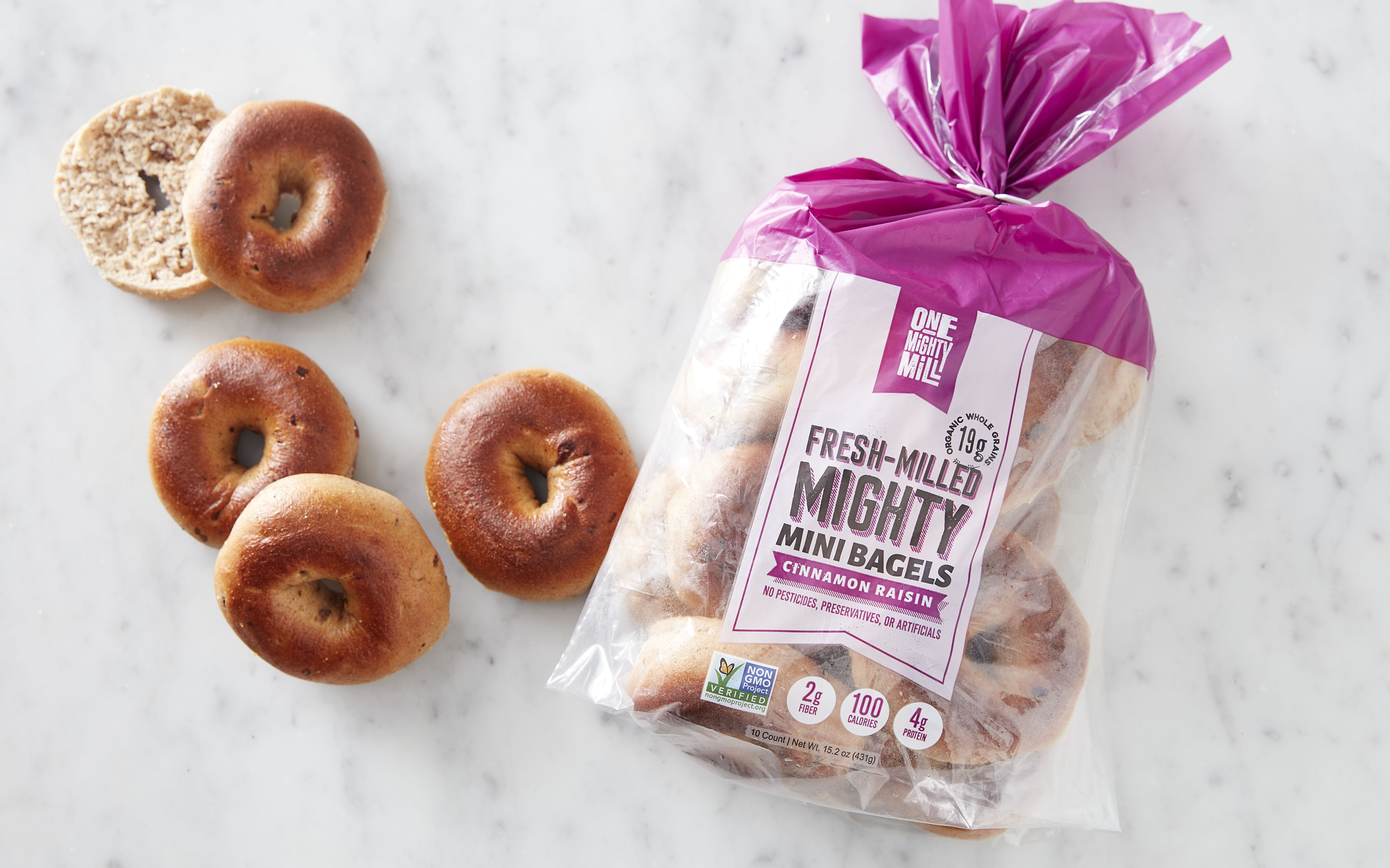 Cinnamon Raisin Mighty Mini Bagels | 10 count | One Mighty Mill | Good Eggs