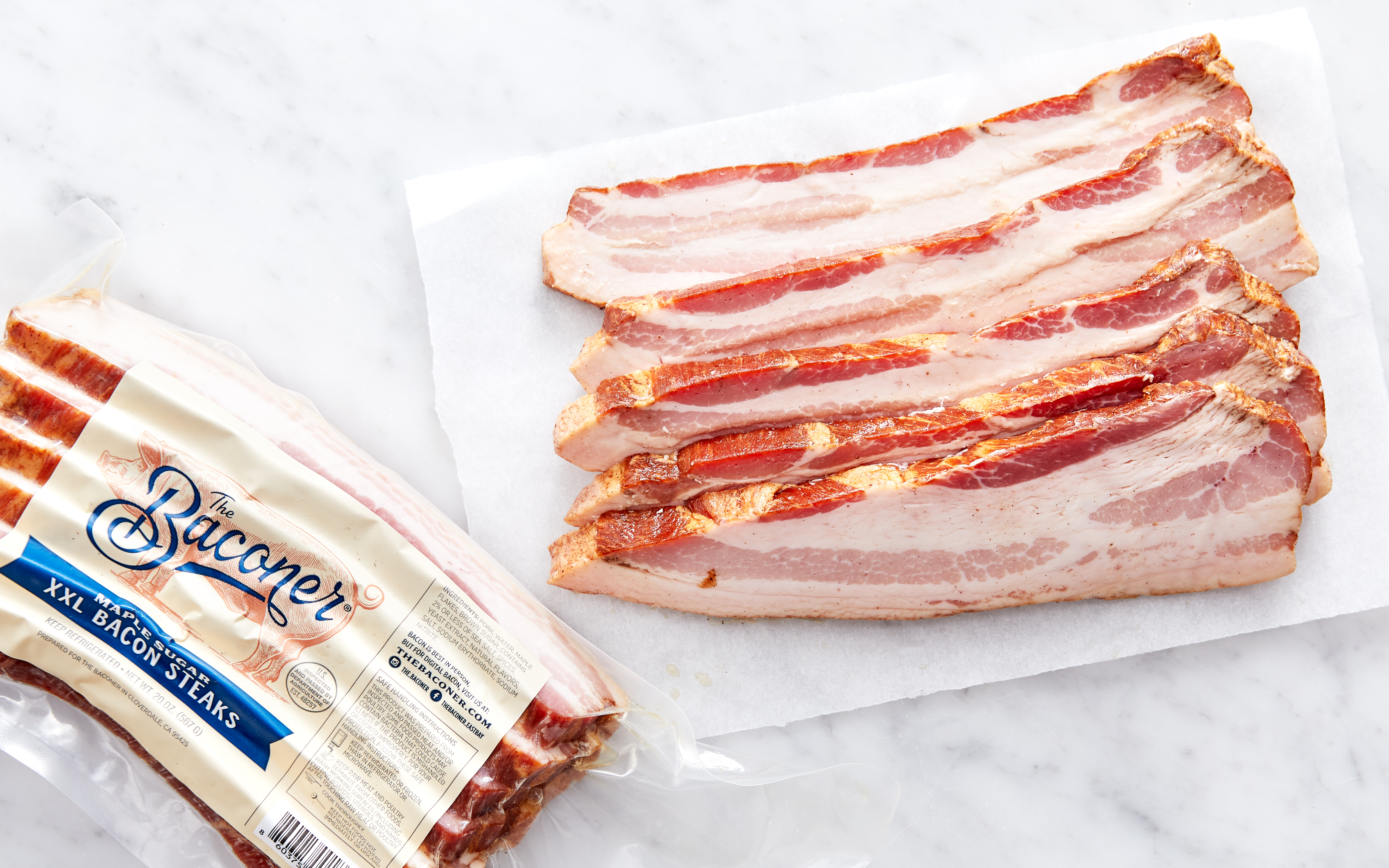 XXL Maple Sugar Bacon Steaks (Frozen) | 20 oz | The Baconer | Good Eggs