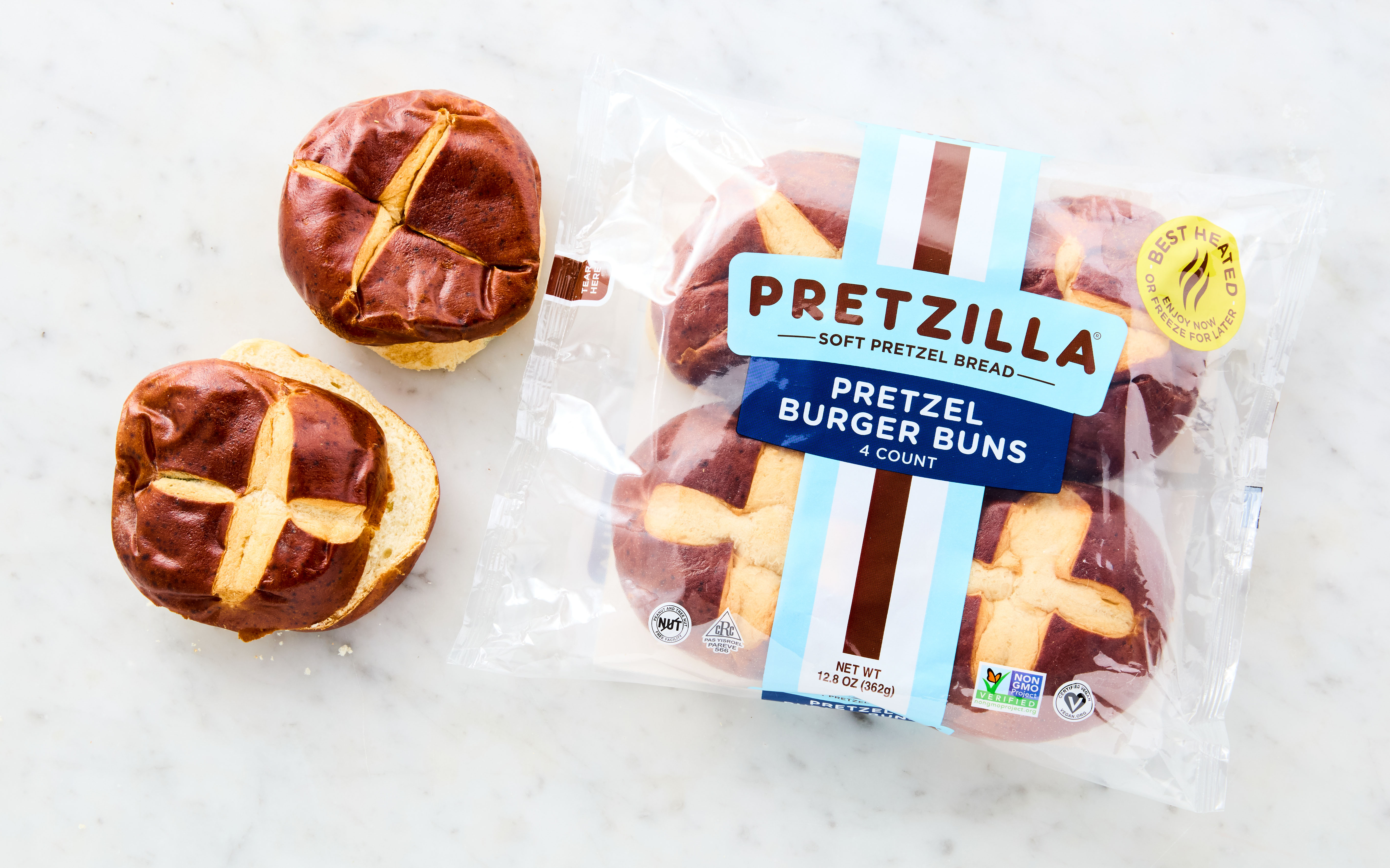 Soft Pretzel Burger Buns | 4 count | Pretzilla | Good Eggs