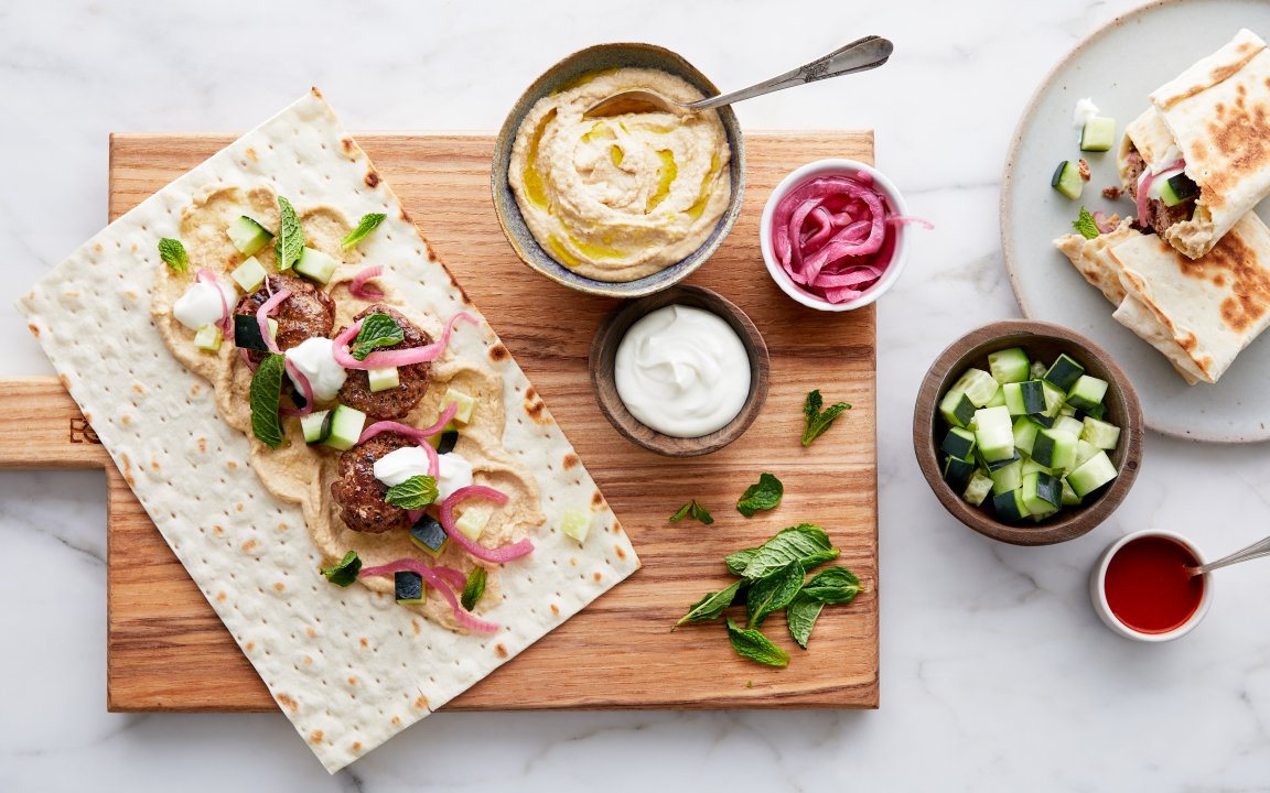 Greek Lamb Wraps with Hummus & Cucumber | 3 servings | Good Eggs Meal ...