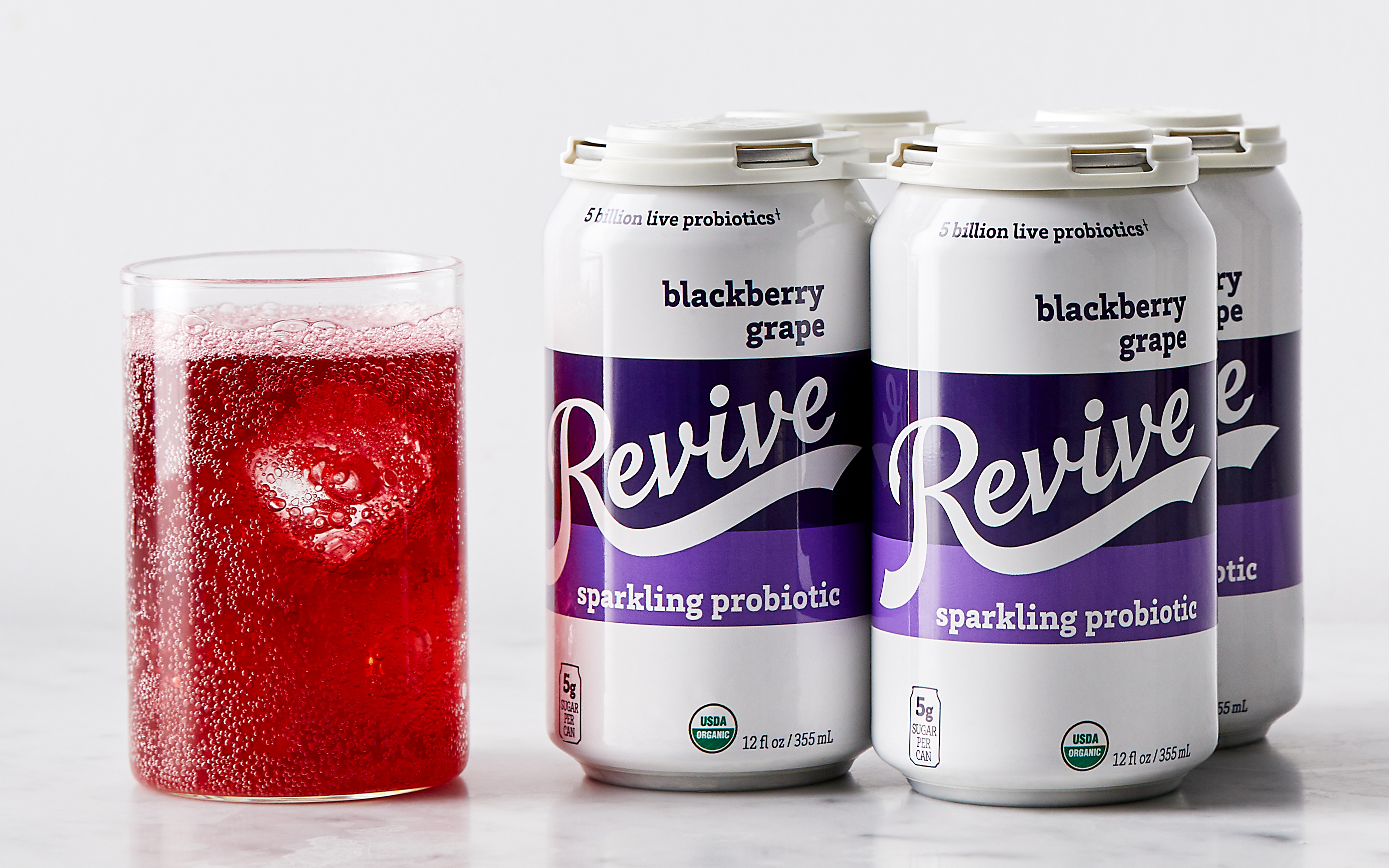 Organic Blackberry Grape Sparkling Probiotic | 4 count | Revive ...