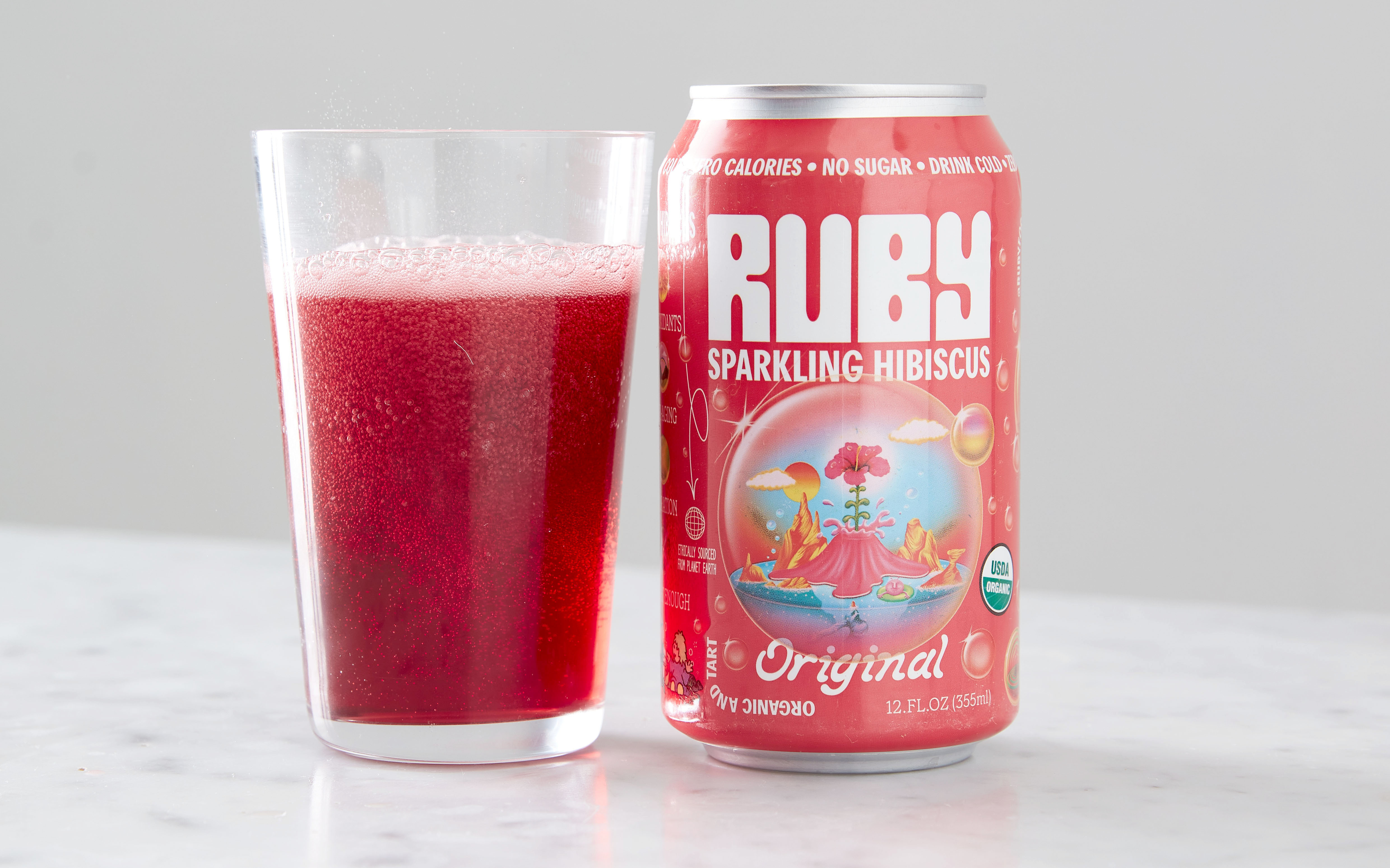 Unsweetened Sparkling Hibiscus Water | 12 oz | Ruby Hibiscus | Good Eggs