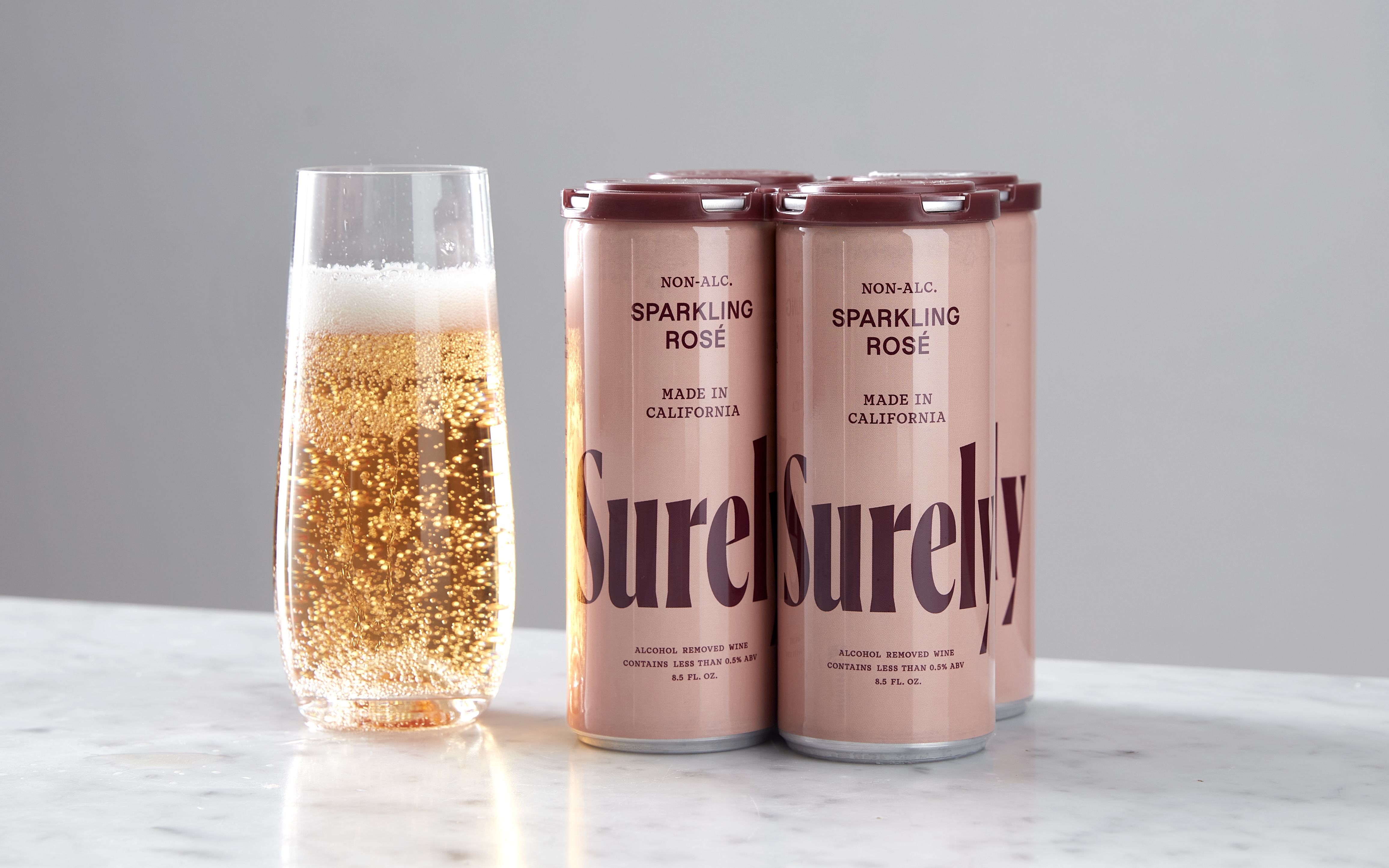 Non-Alcoholic Sparkling Rosé Wine | 4 count | Surely | Good Eggs