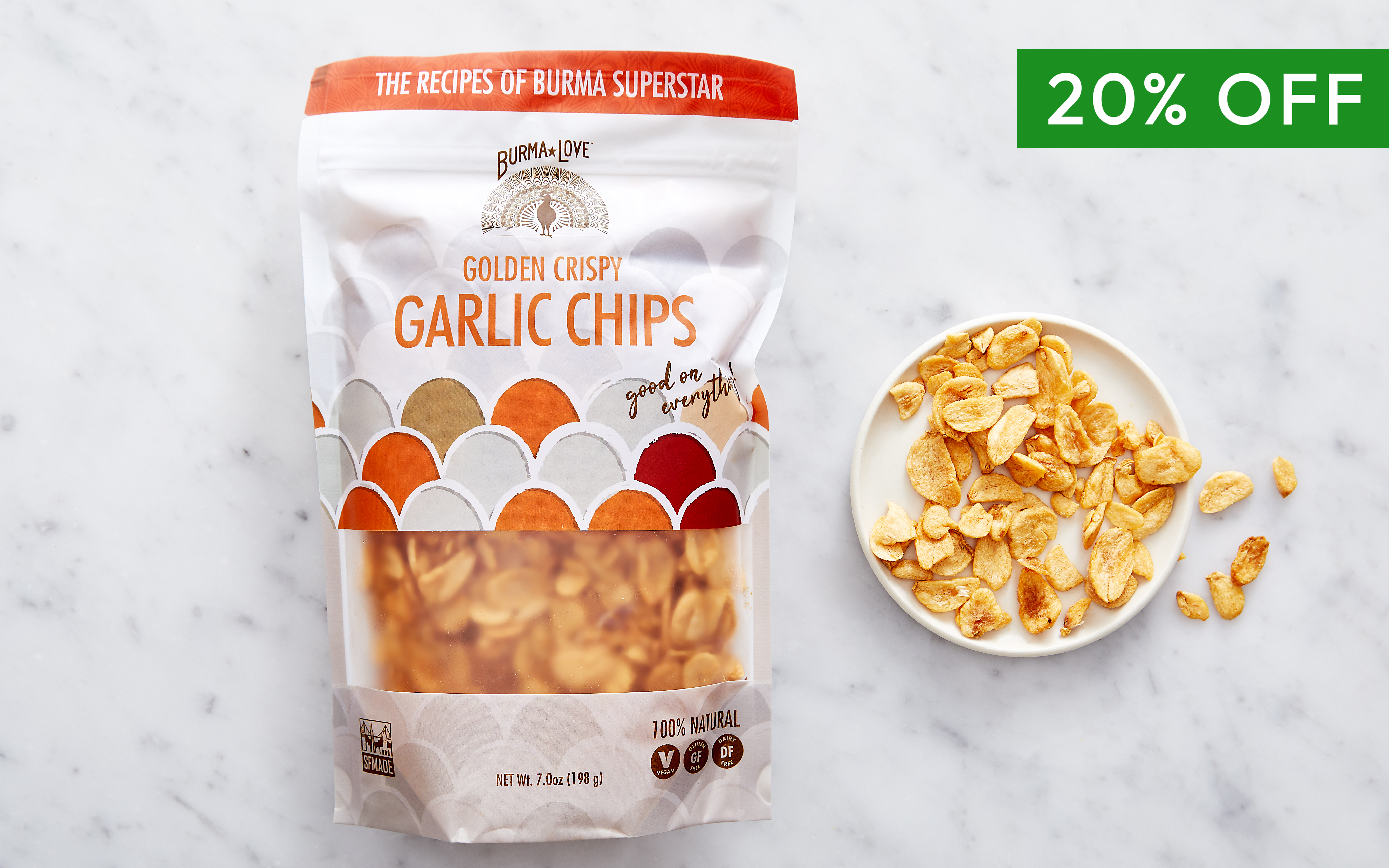 Golden Crispy Garlic Chips | 7 oz | Burma Love Foods | Good Eggs