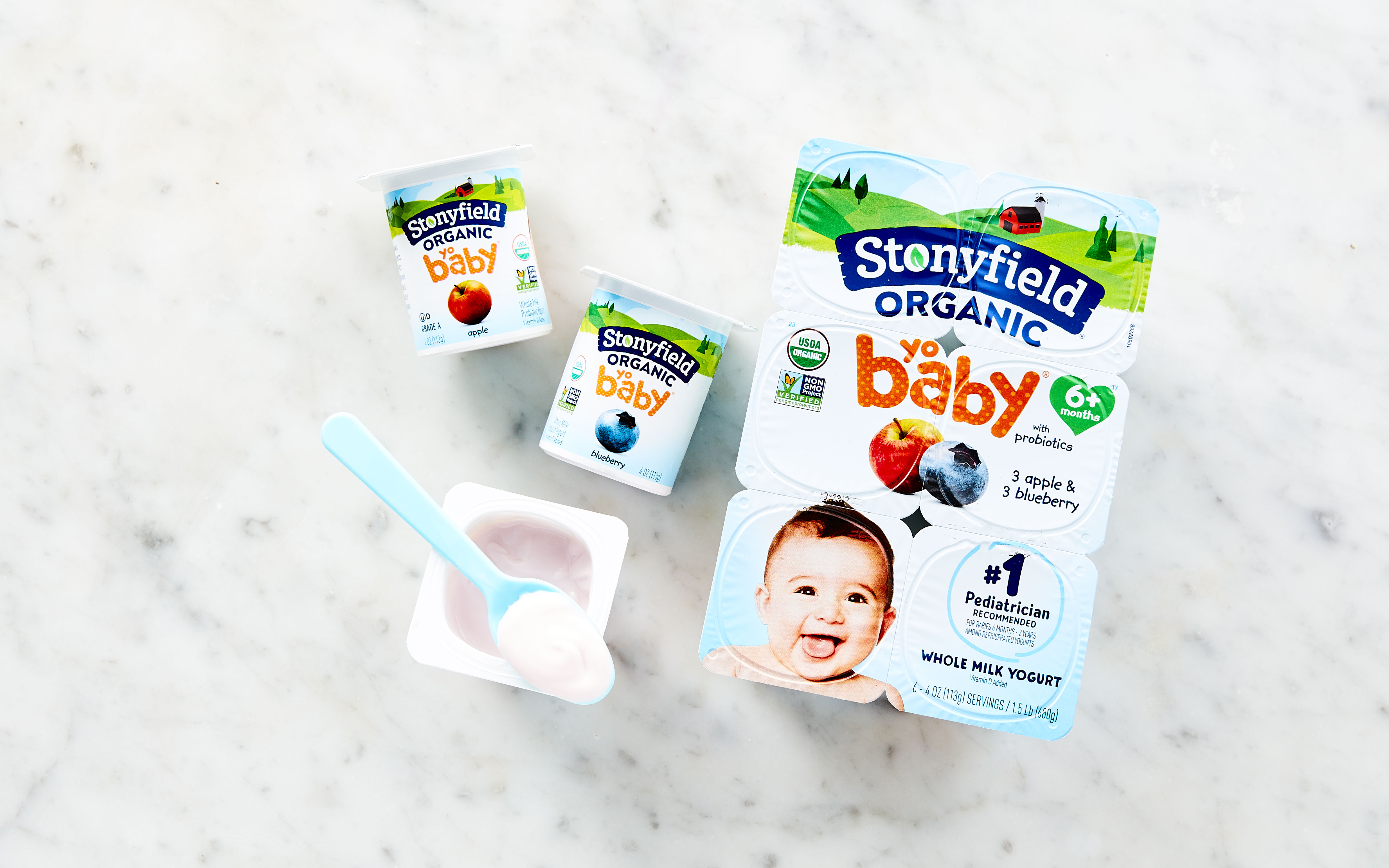 Organic YoBaby Apple & Blueberry Whole Milk Baby Yogurt with Probiotics ...