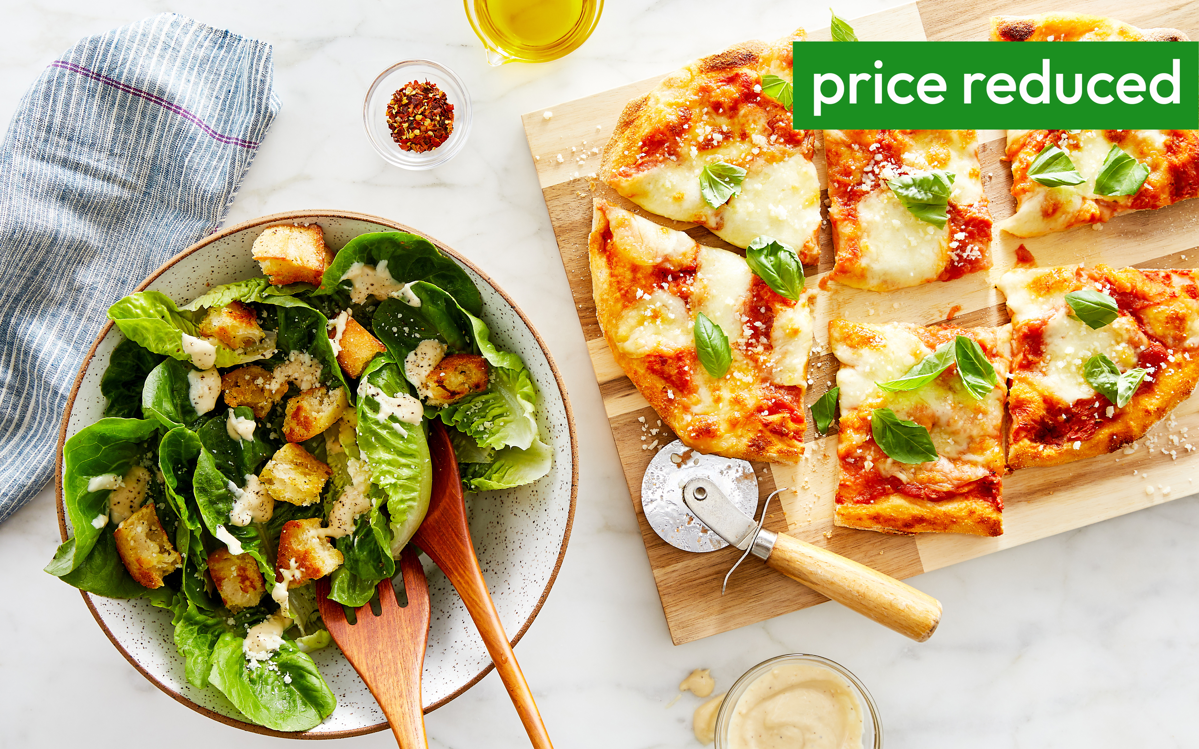 Pizza Margherita with Caesar Salad Kit | 4 servings | Good Eggs Meal ...