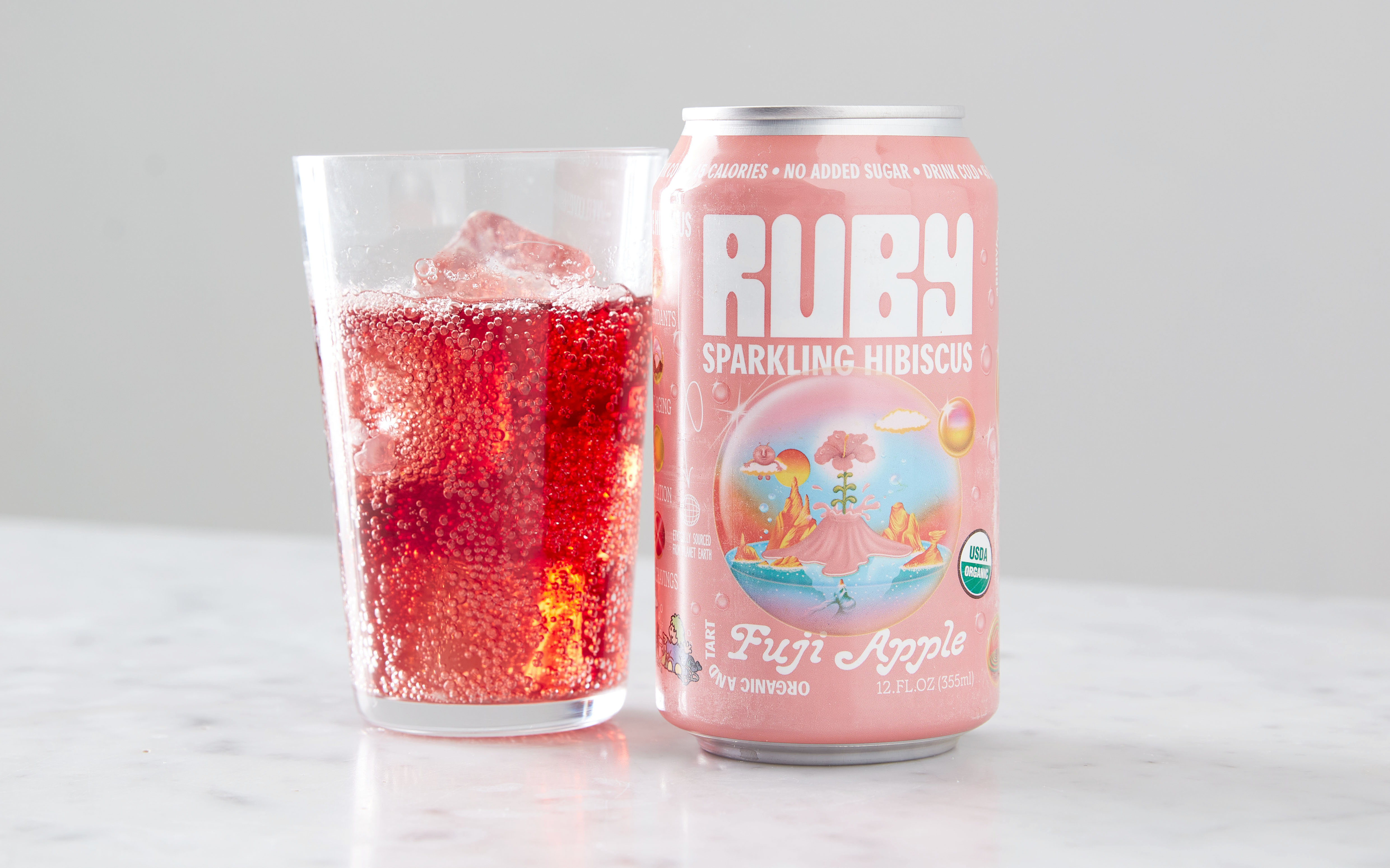 Fuji Apple Sparkling Hibiscus Water | 12 oz | Ruby Hibiscus | Good Eggs