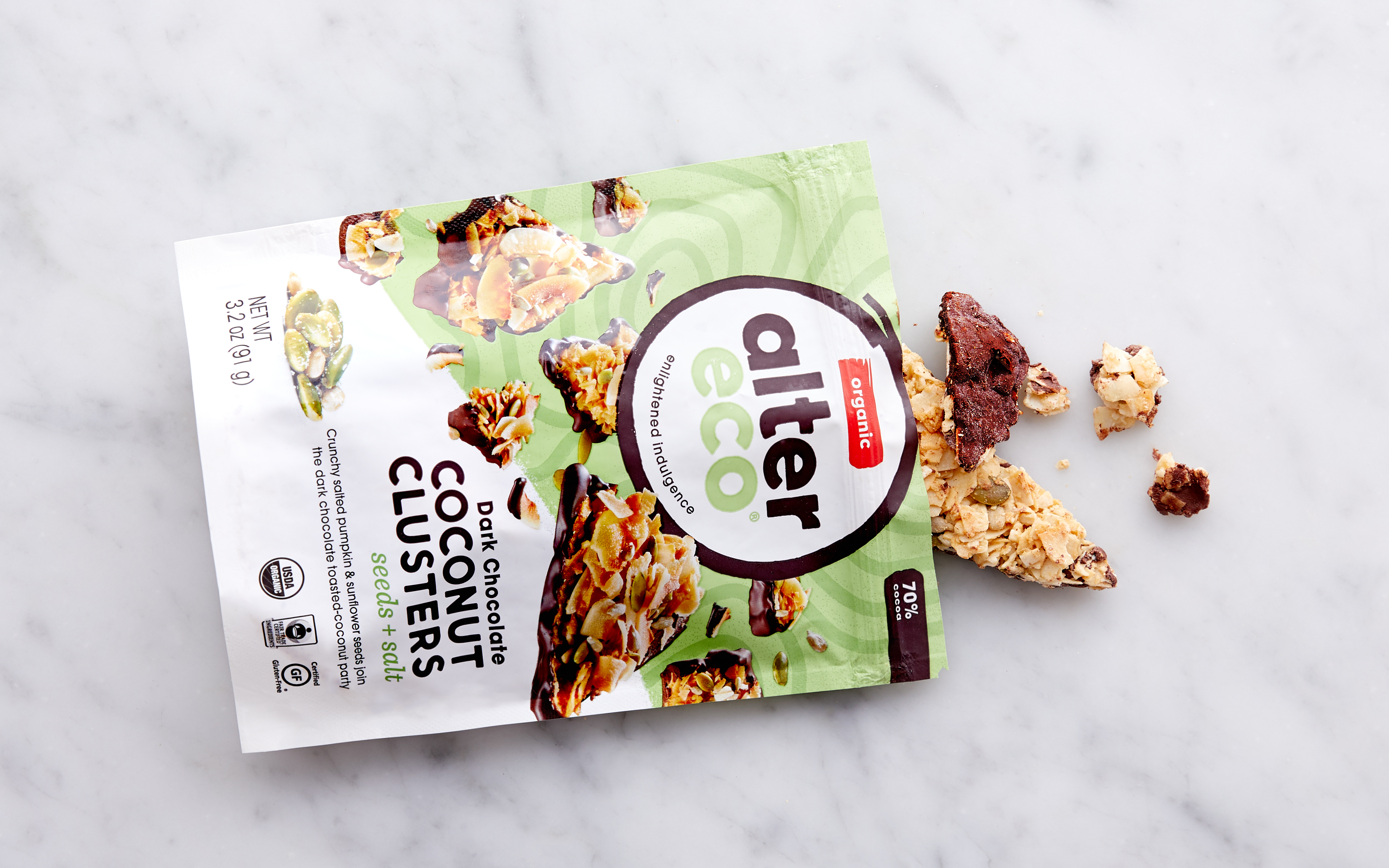 Organic Seeds & Salt Dark Chocolate Coconut Clusters | 3.2 oz | Alter ...