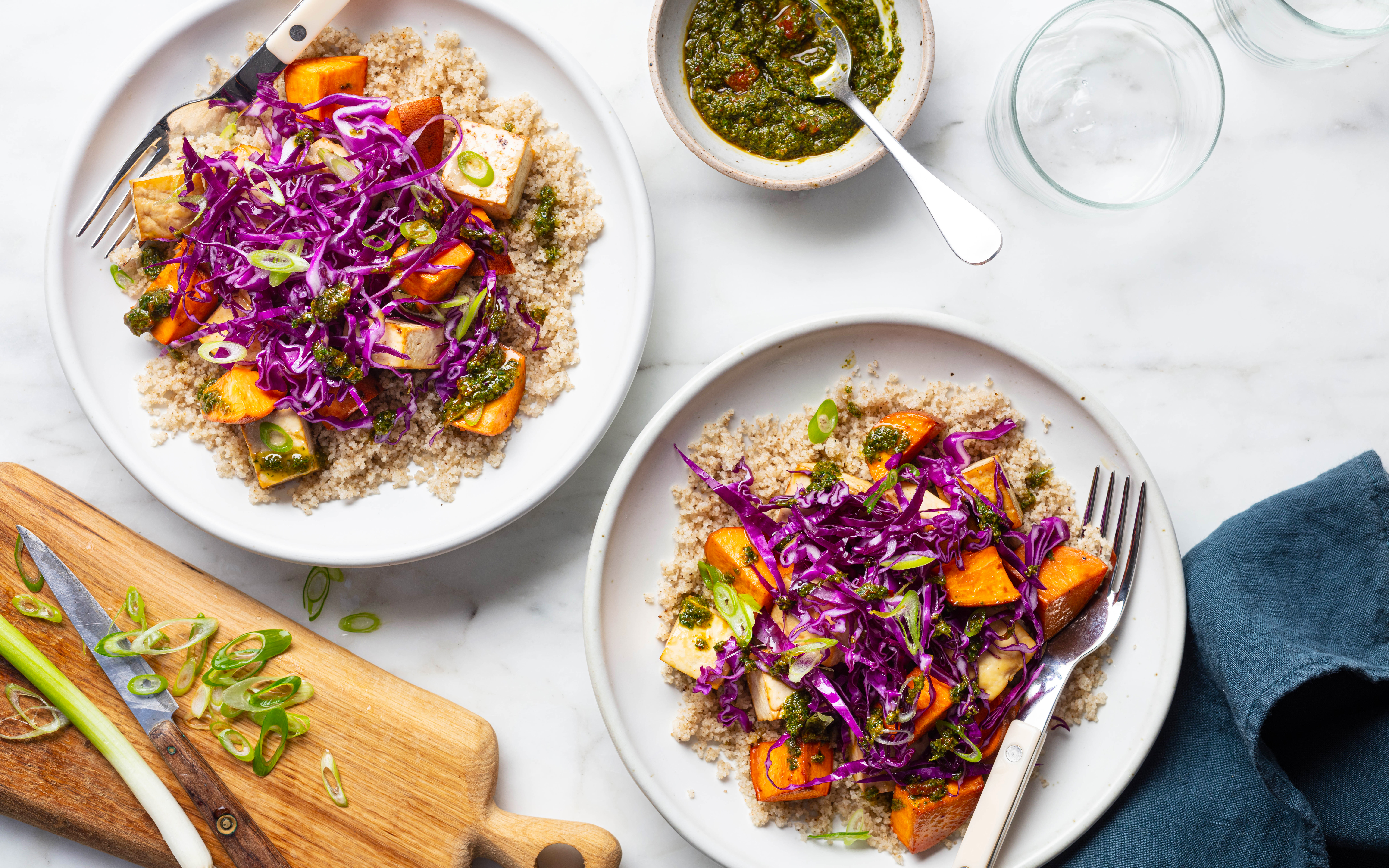 Fonio Grain Bowls with Tofu, Sweet Potatoes & Chermoula | 3 servings ...