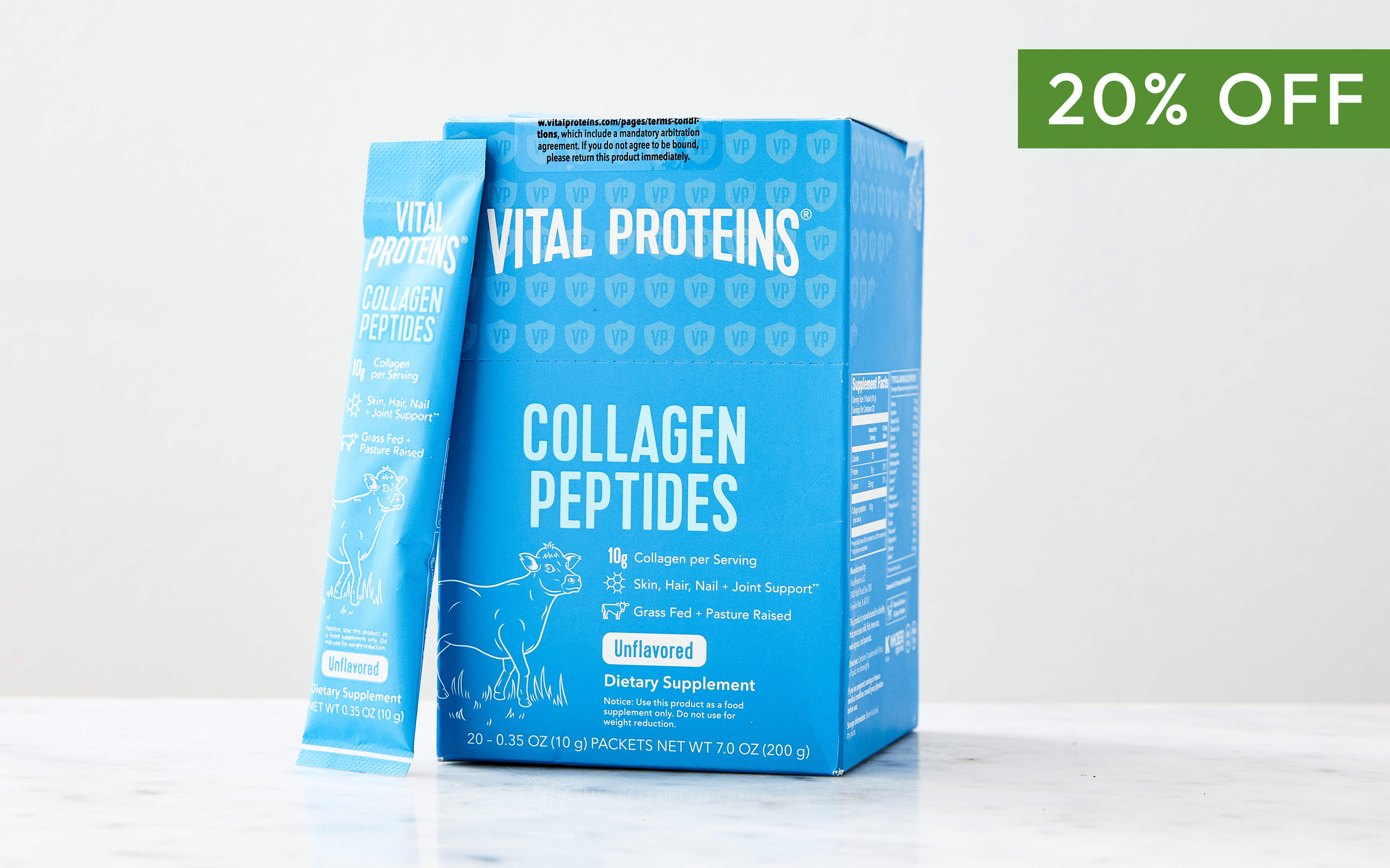 Unflavored Collagen Peptide Packets | 20 count | Vital Proteins | Good Eggs