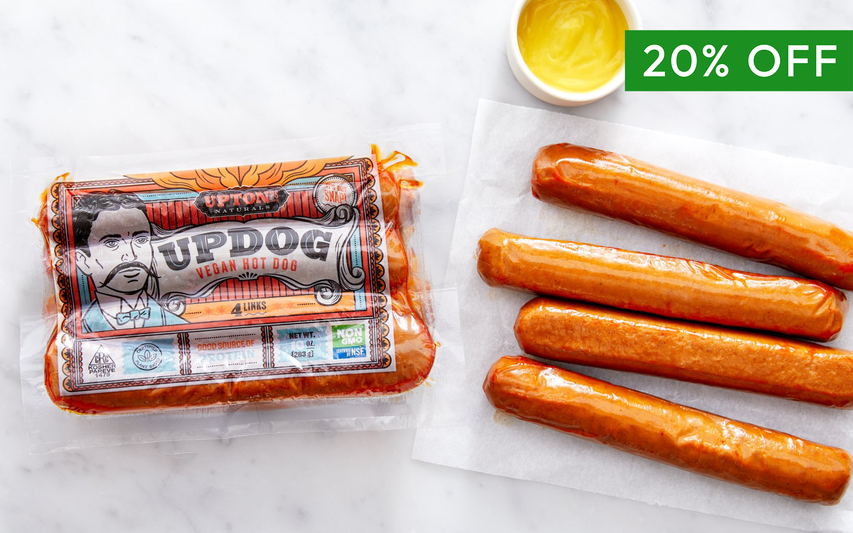 "Updog" Vegan Hotdog | 4 count | Upton's Naturals | Good Eggs