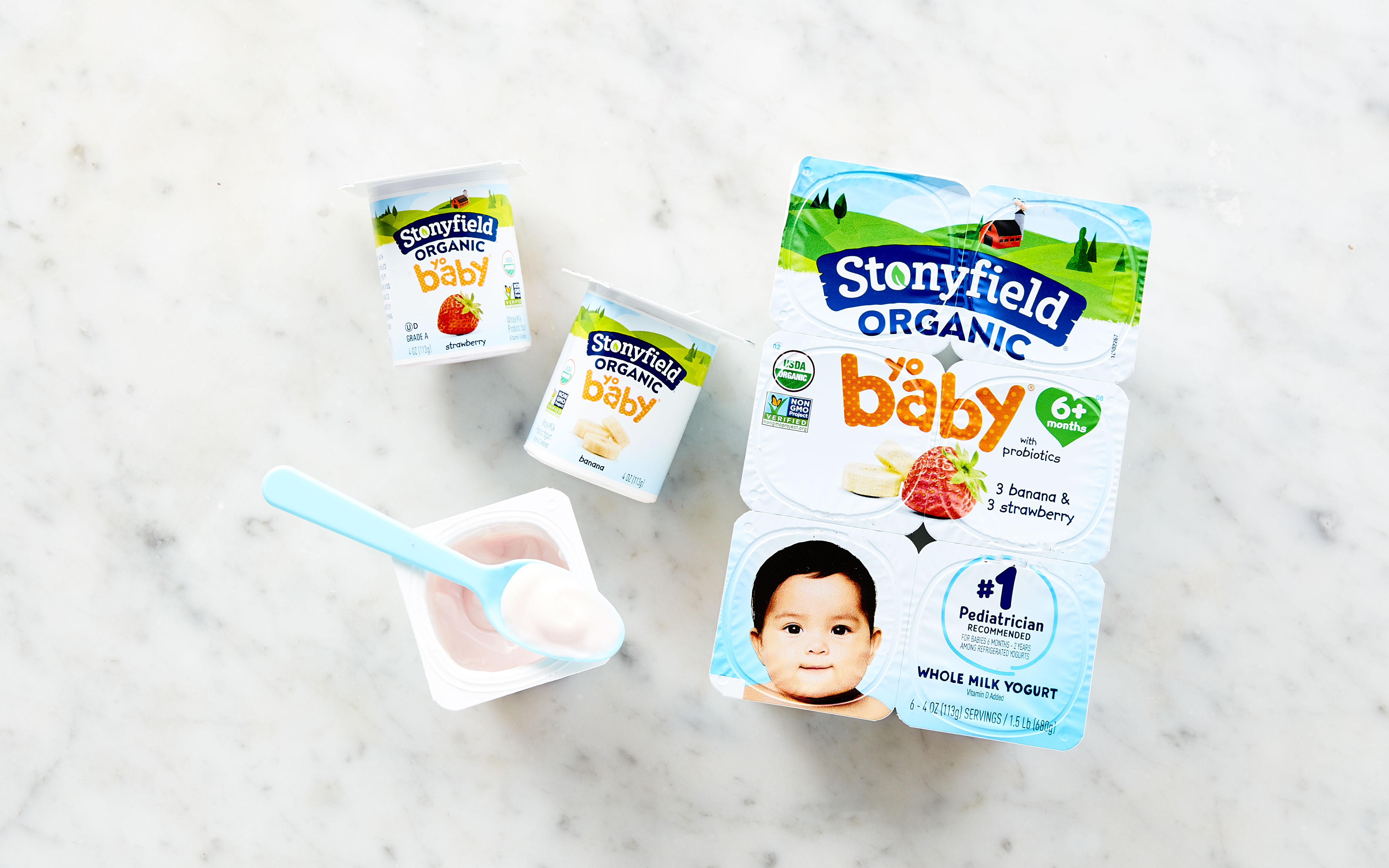 Organic YoBaby Banana & Strawberry Whole Milk Baby Yogurt Cups with ...