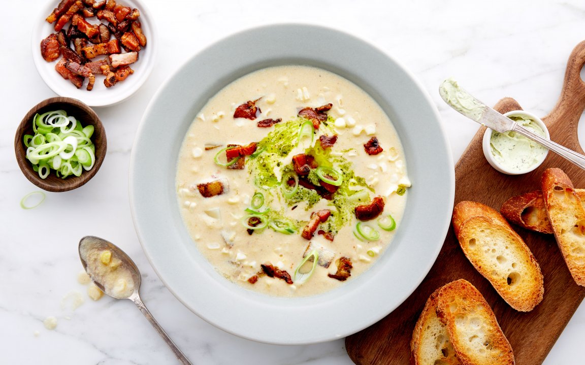 Sweet Corn Chowder with Bacon & Basil Butter | 3 servings | Good Eggs ...