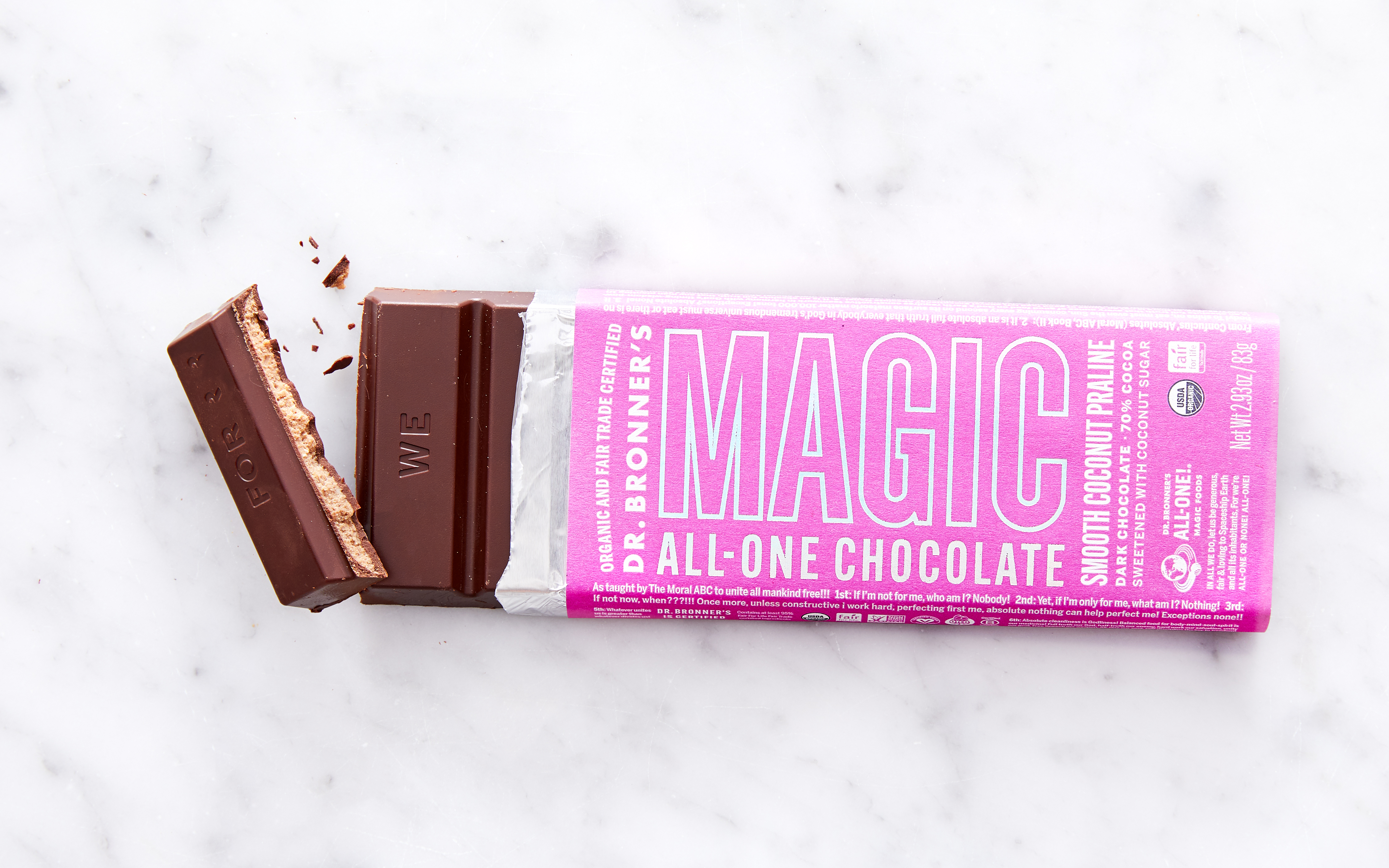 Organic Coconut Praline Magic Chocolate Bar | 2.93 oz | Dr. Bronner's | Good Eggs
