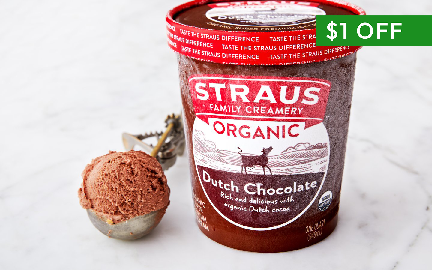 Organic Dutch Chocolate Ice Cream | 1 quart | Straus Family Creamery ...
