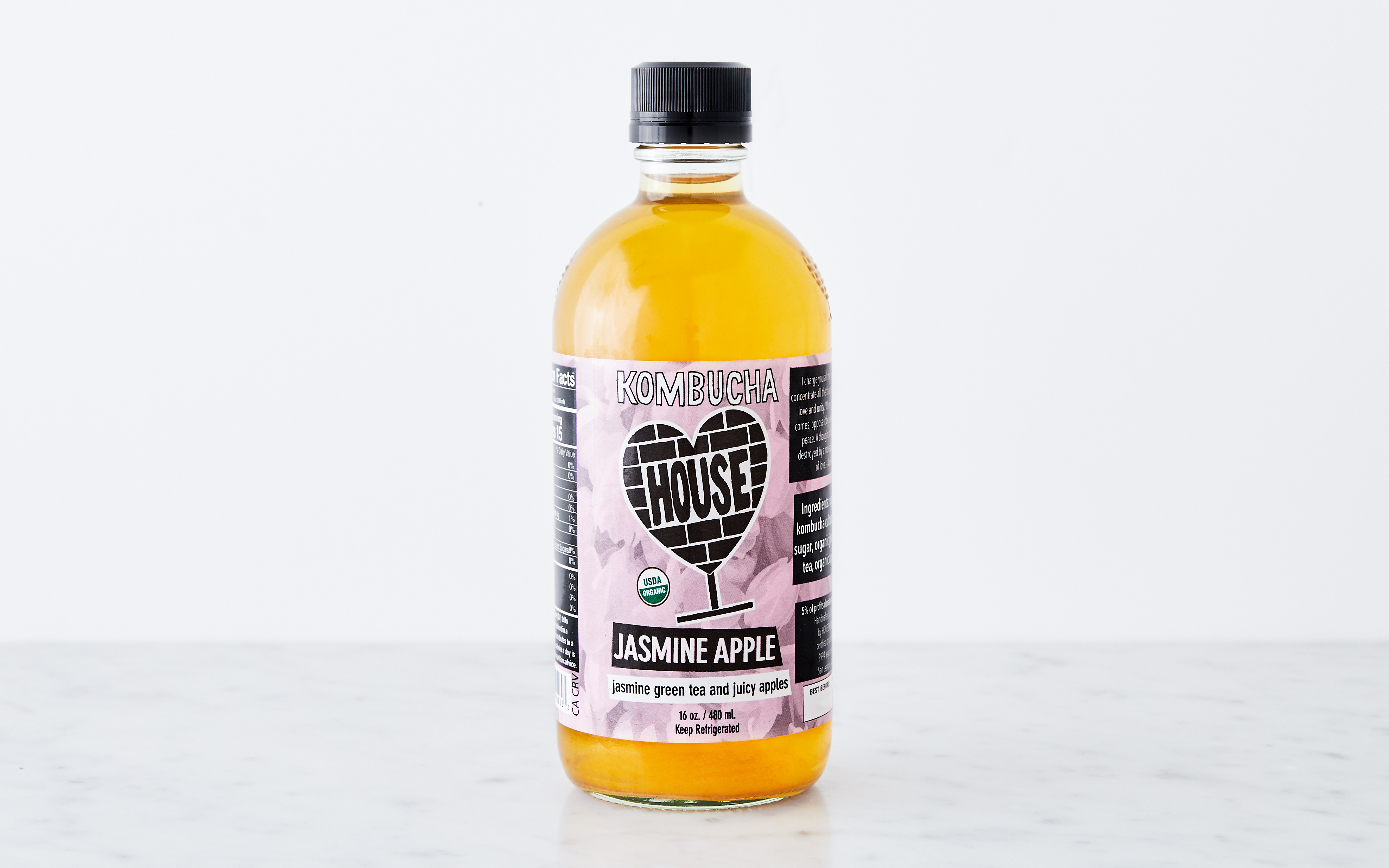 Organic Jasmine Apple Kombucha | 16 fl oz | House Kombucha | Good Eggs