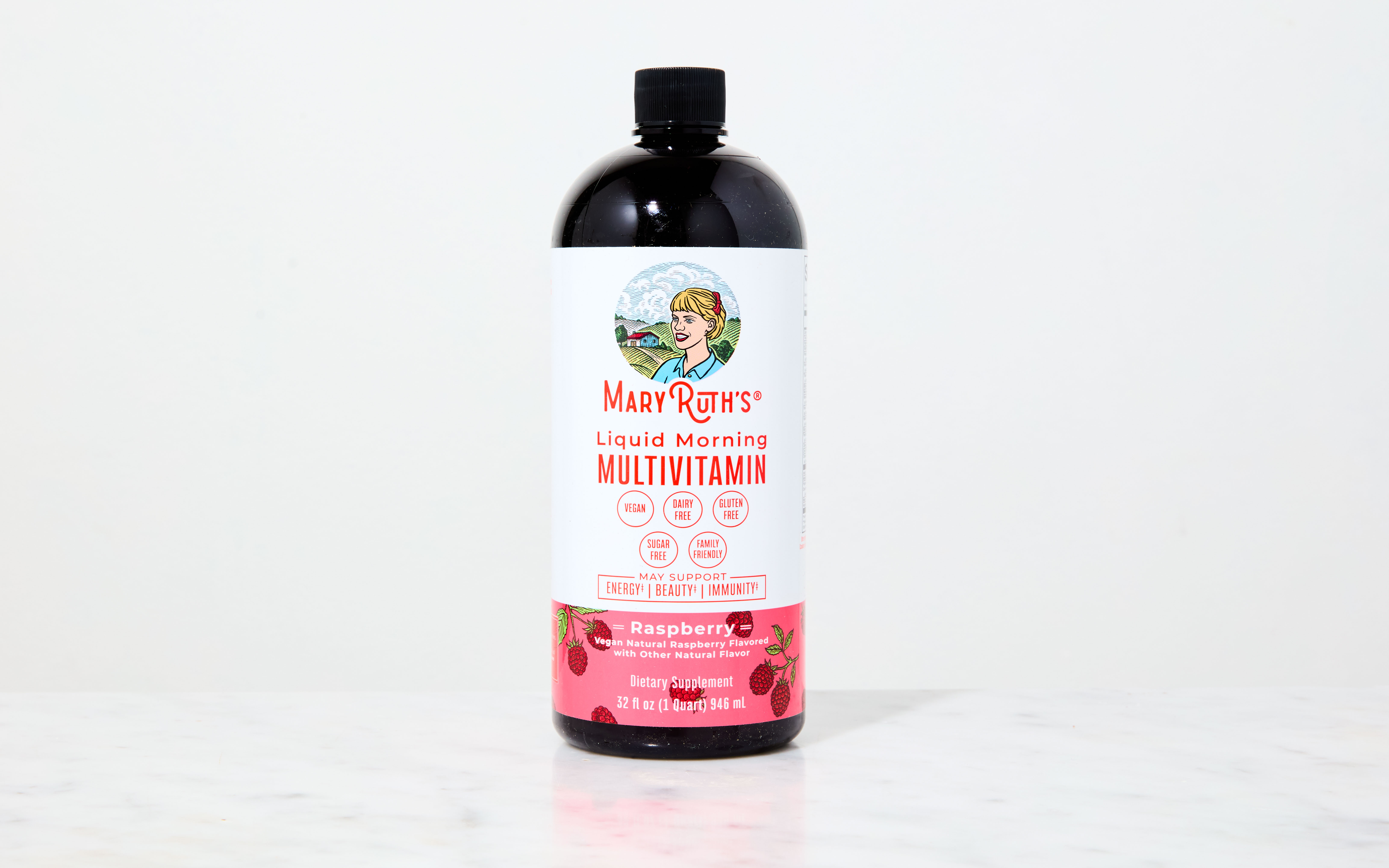 Raspberry Liquid Morning Multivitamin | 32 fl oz | Mary Ruth's Organics ...