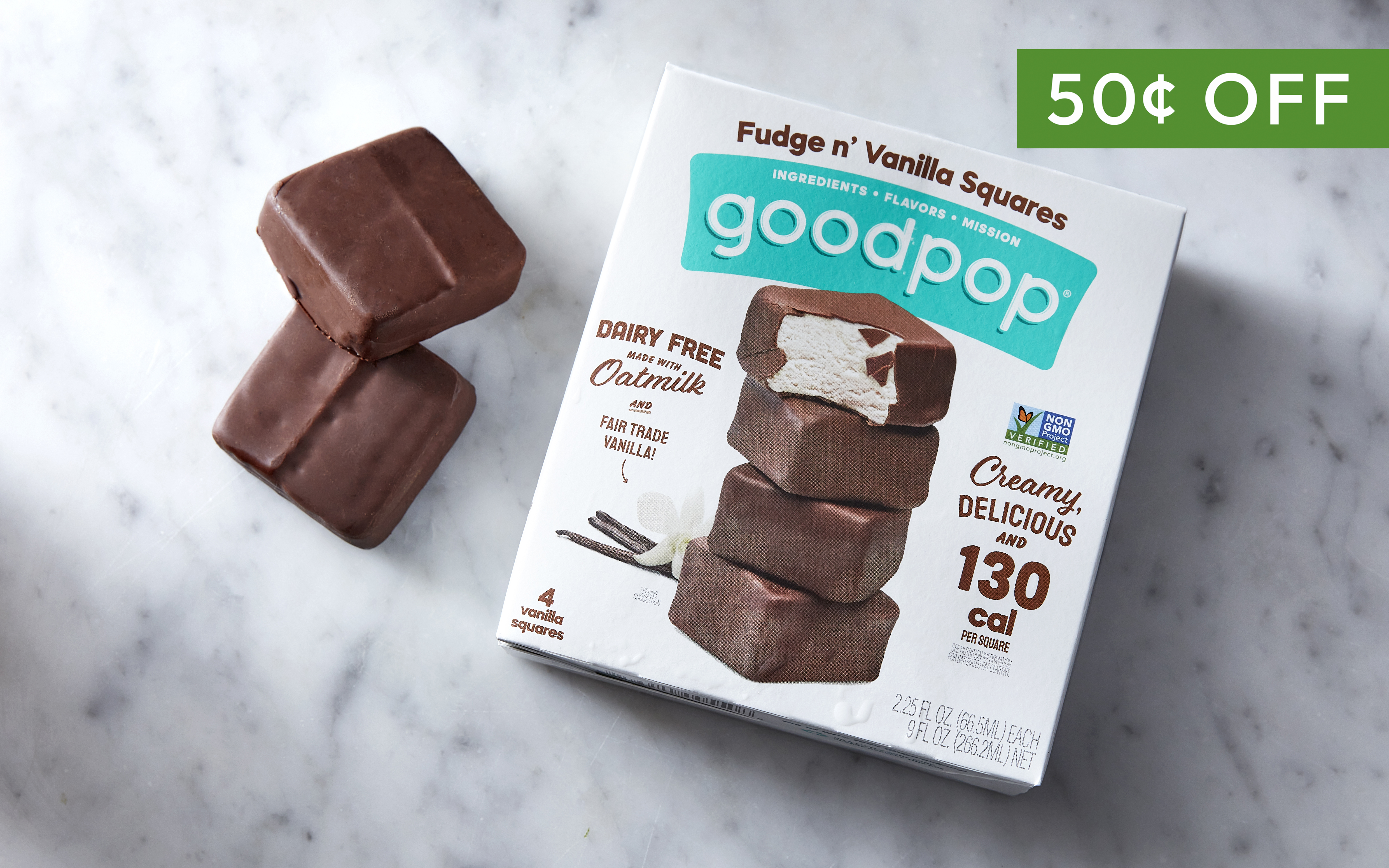 Fudge n' Vanilla Squares 4-Pack | 4 count | GoodPop | Good Eggs