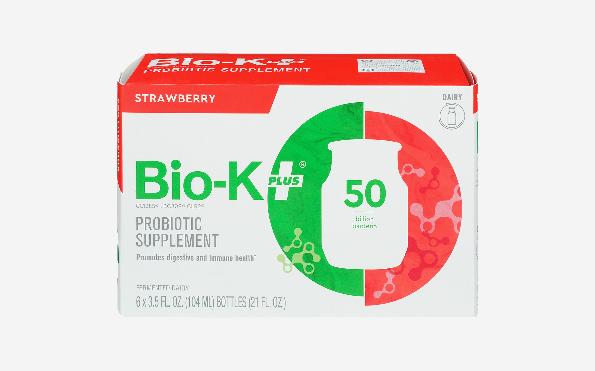 Strawberry Drinkable Dairy Probiotic 6-Pack | 6 count | Bio-K + | Good Eggs