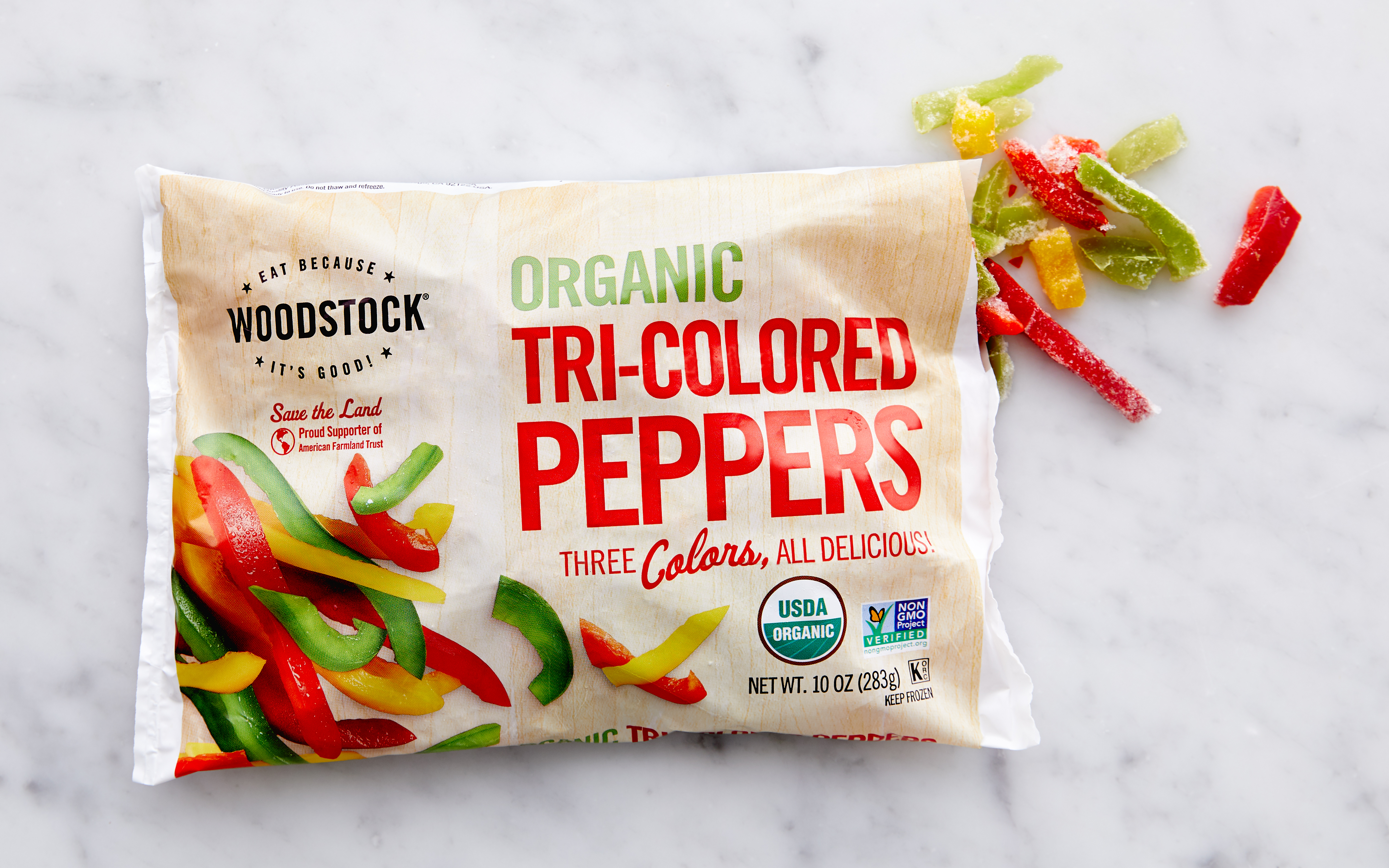 Organic Frozen Tri-Color Bell Peppers | 10 oz | Woodstock | Good Eggs