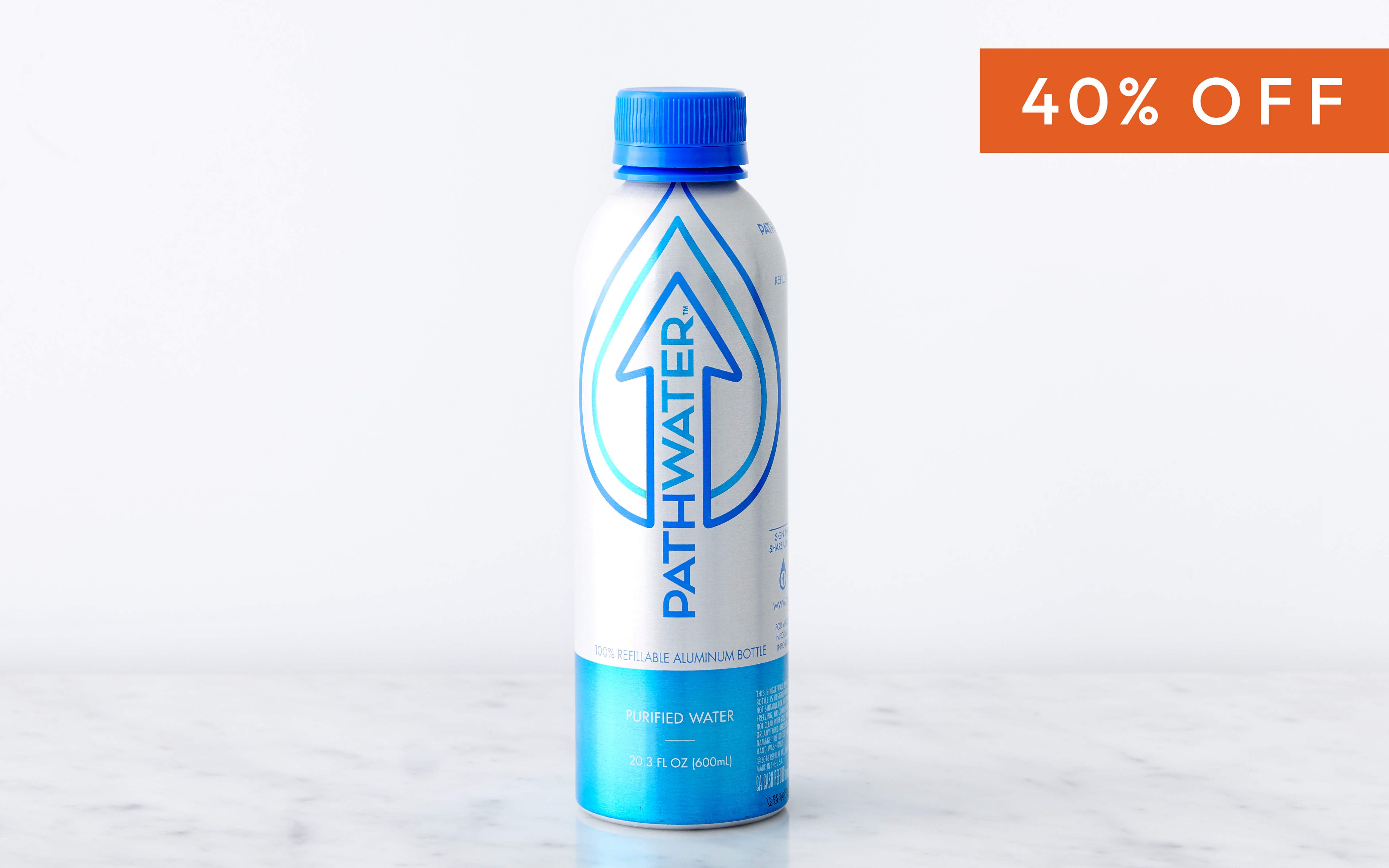 Purified Water in Refillable Aluminum Bottle | 20 fl oz | Pathwater ...