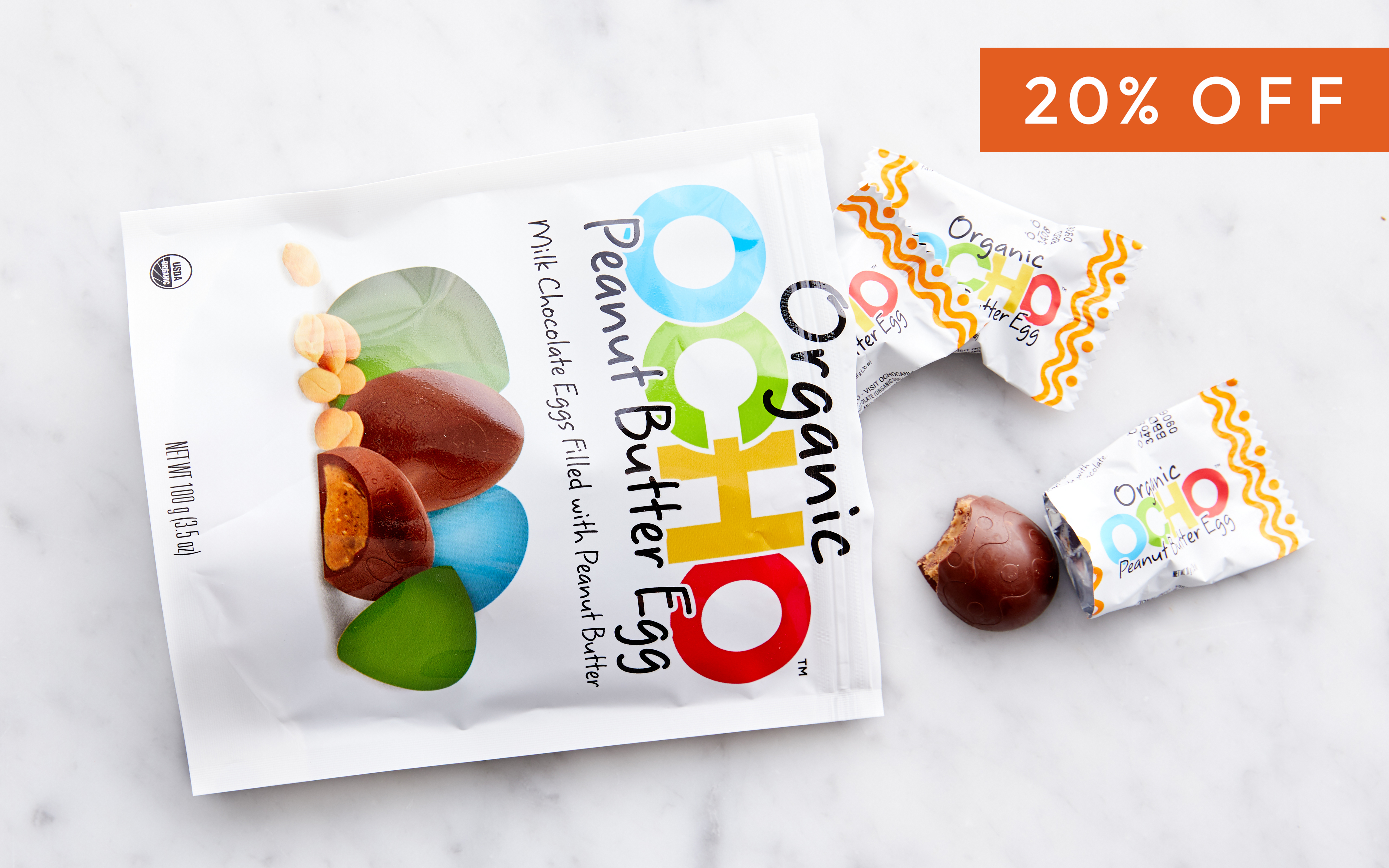 Organic Chocolate Peanut Butter Easter Eggs | 3.5 oz | Ocho Candy ...